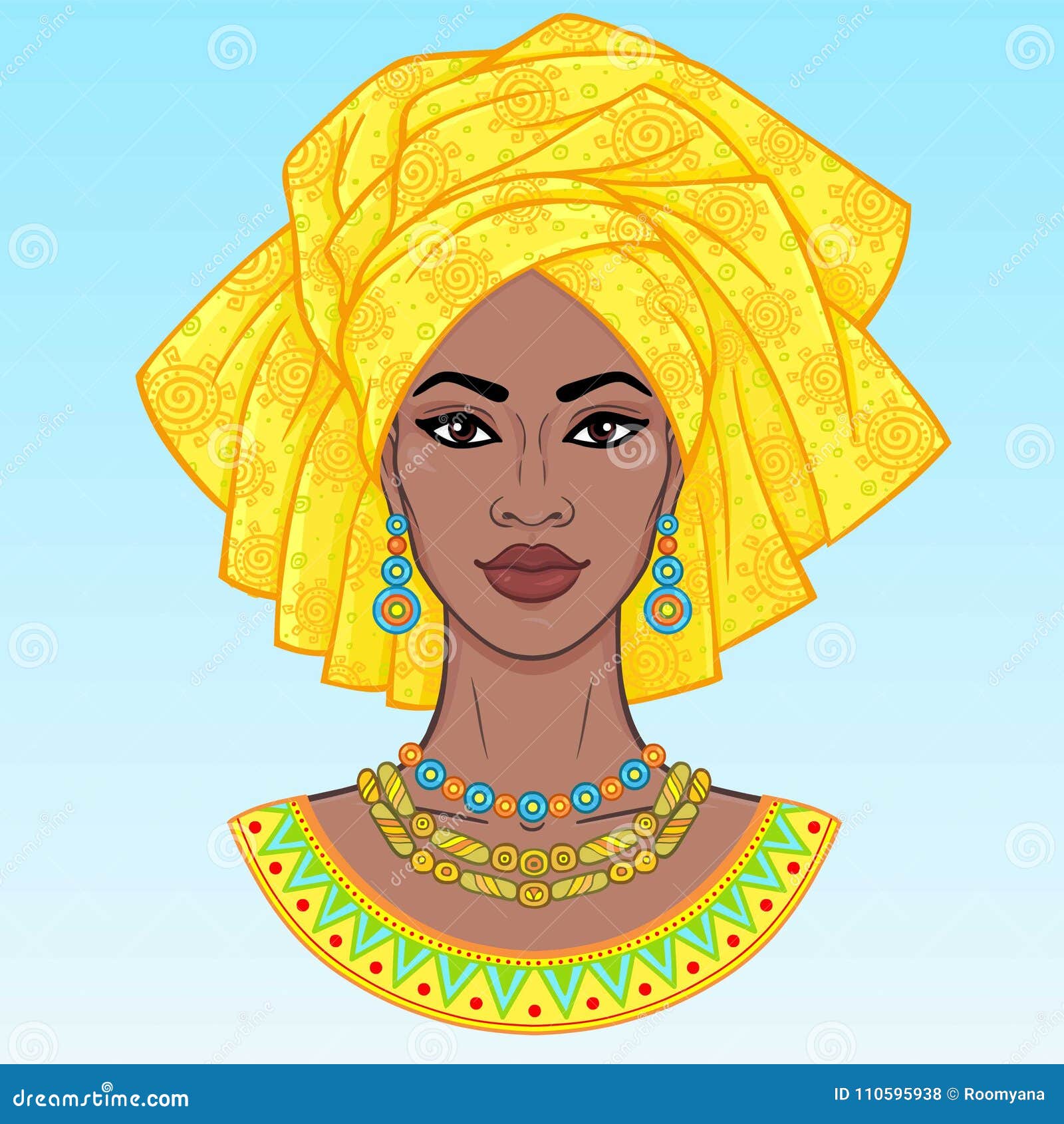 African Beauty Animation Portrait Of The Beautiful Black Woman In A