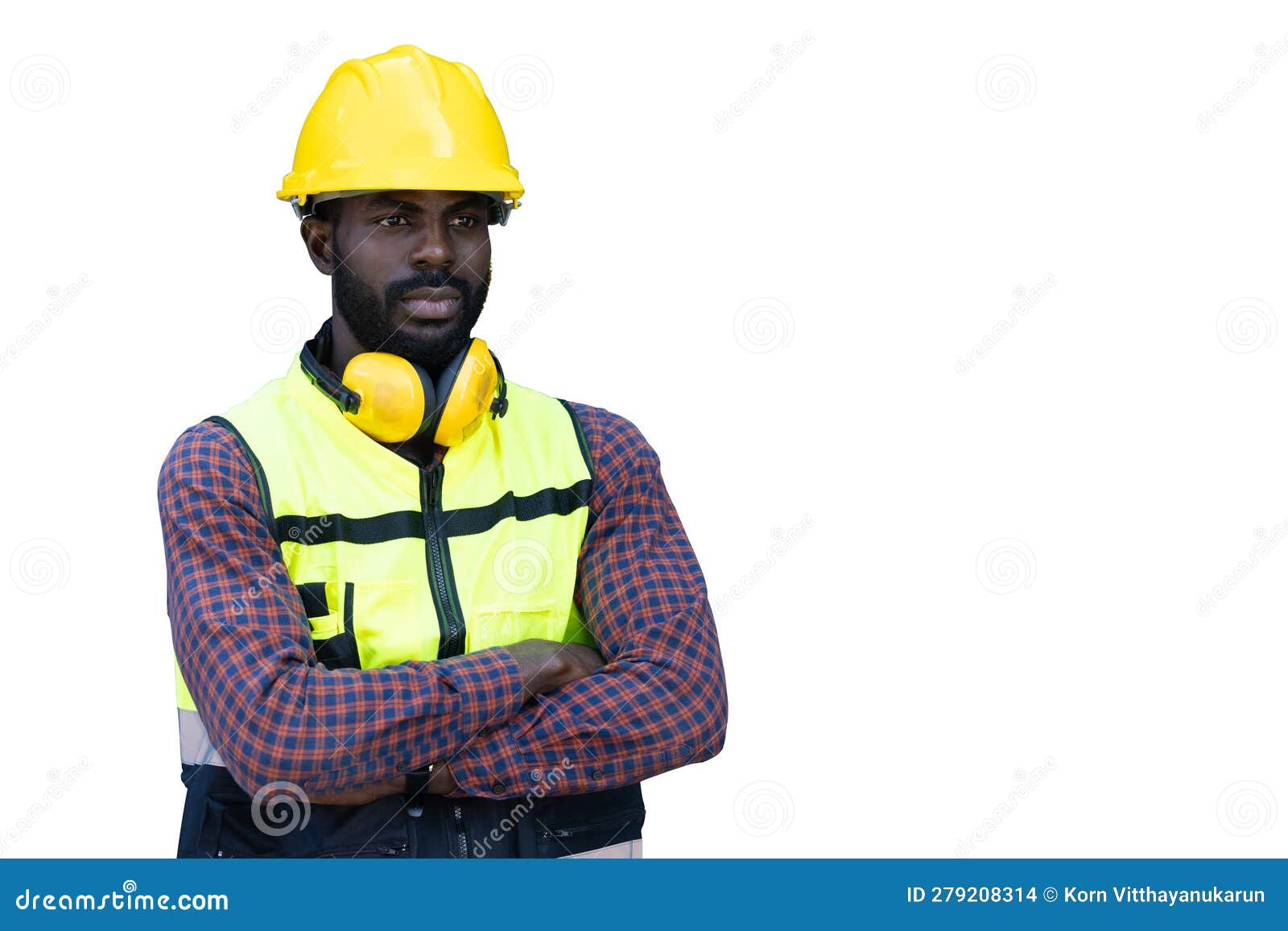 African Black Engineer Worker Confident Arm Folded Standing Isolated on ...