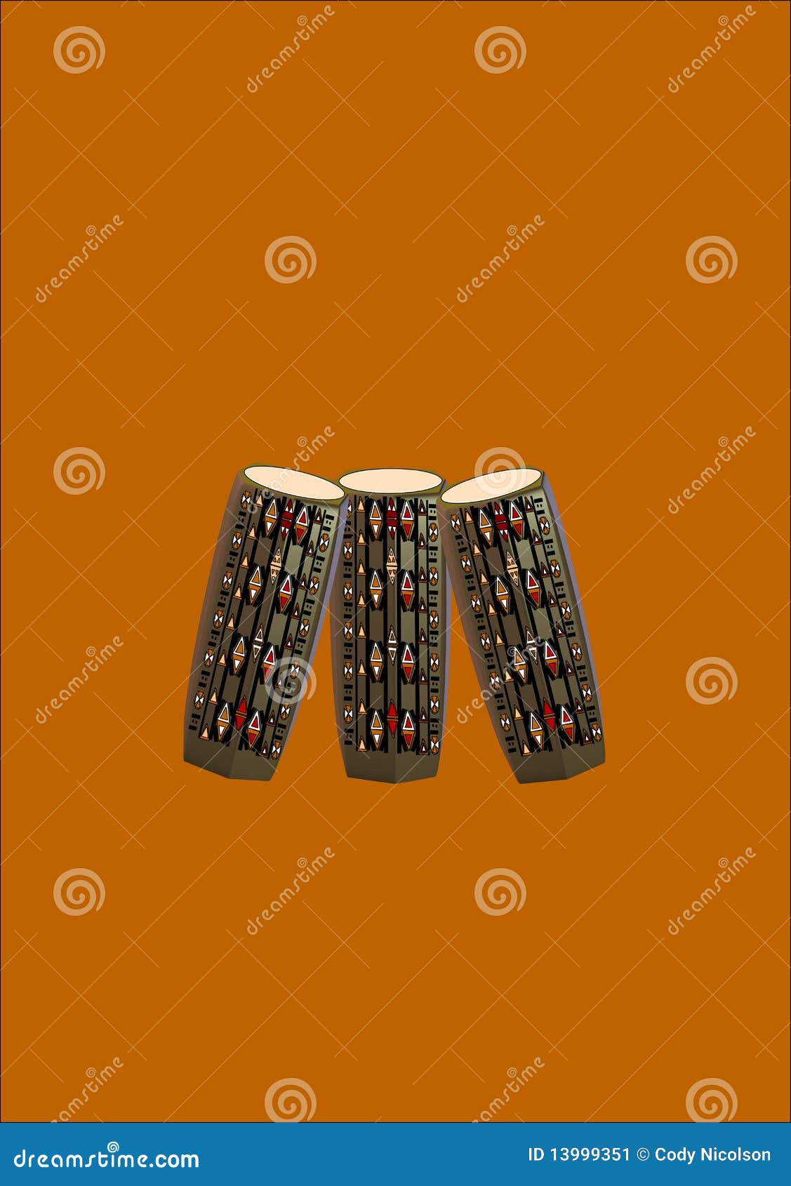 African Bongo Drums with Pattern Stock Illustration - Illustration of ...