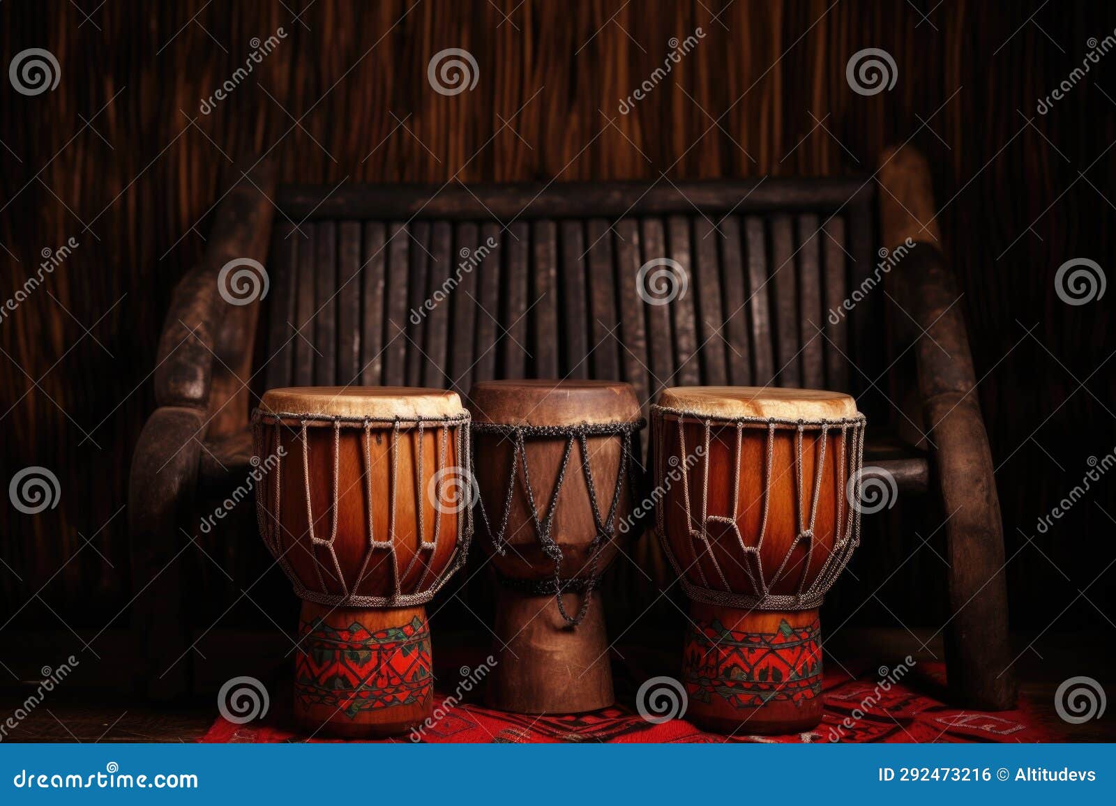 African Bongo Drums on a Wooden Surface Stock Photo - Image of wooden ...