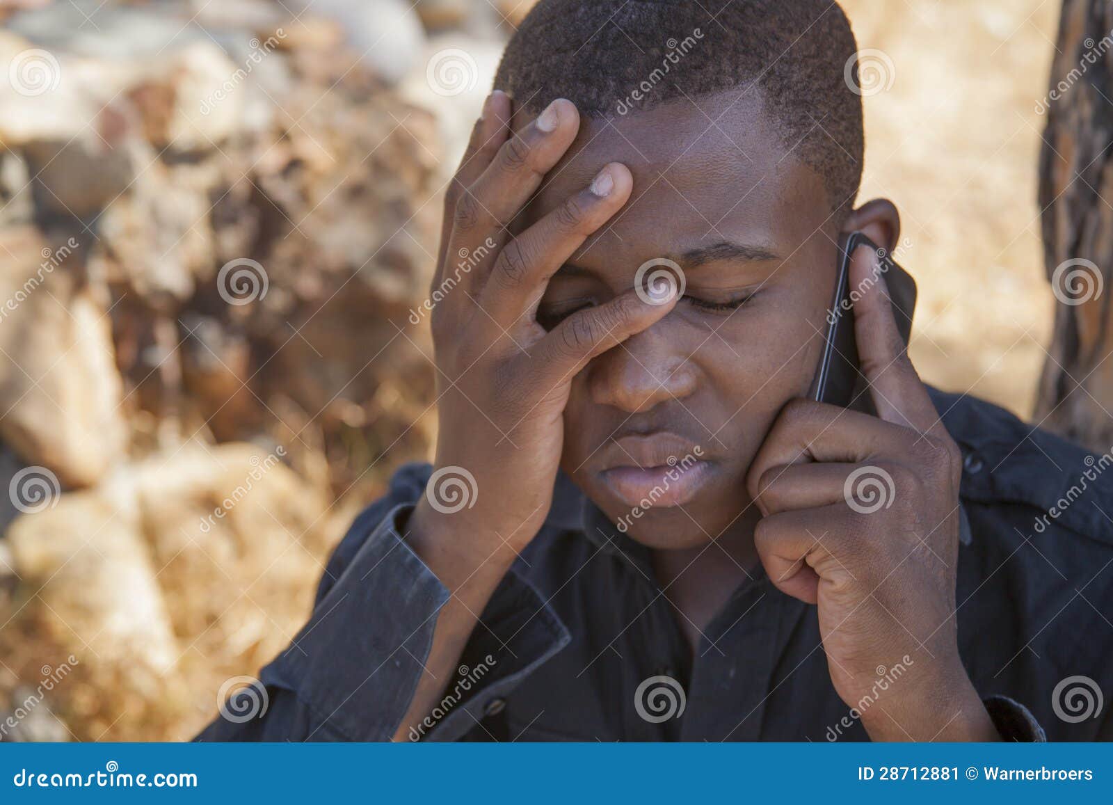 African boy on cell phone stock image. Image of cheerful - 28712881