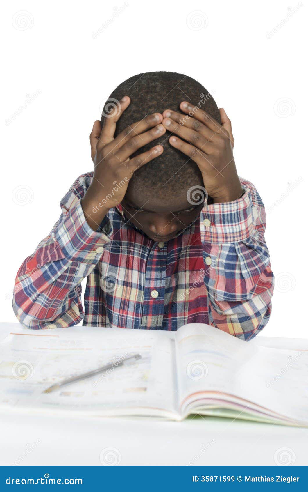 African Boy Having Stress while Learning Stock Image - Image of class ...