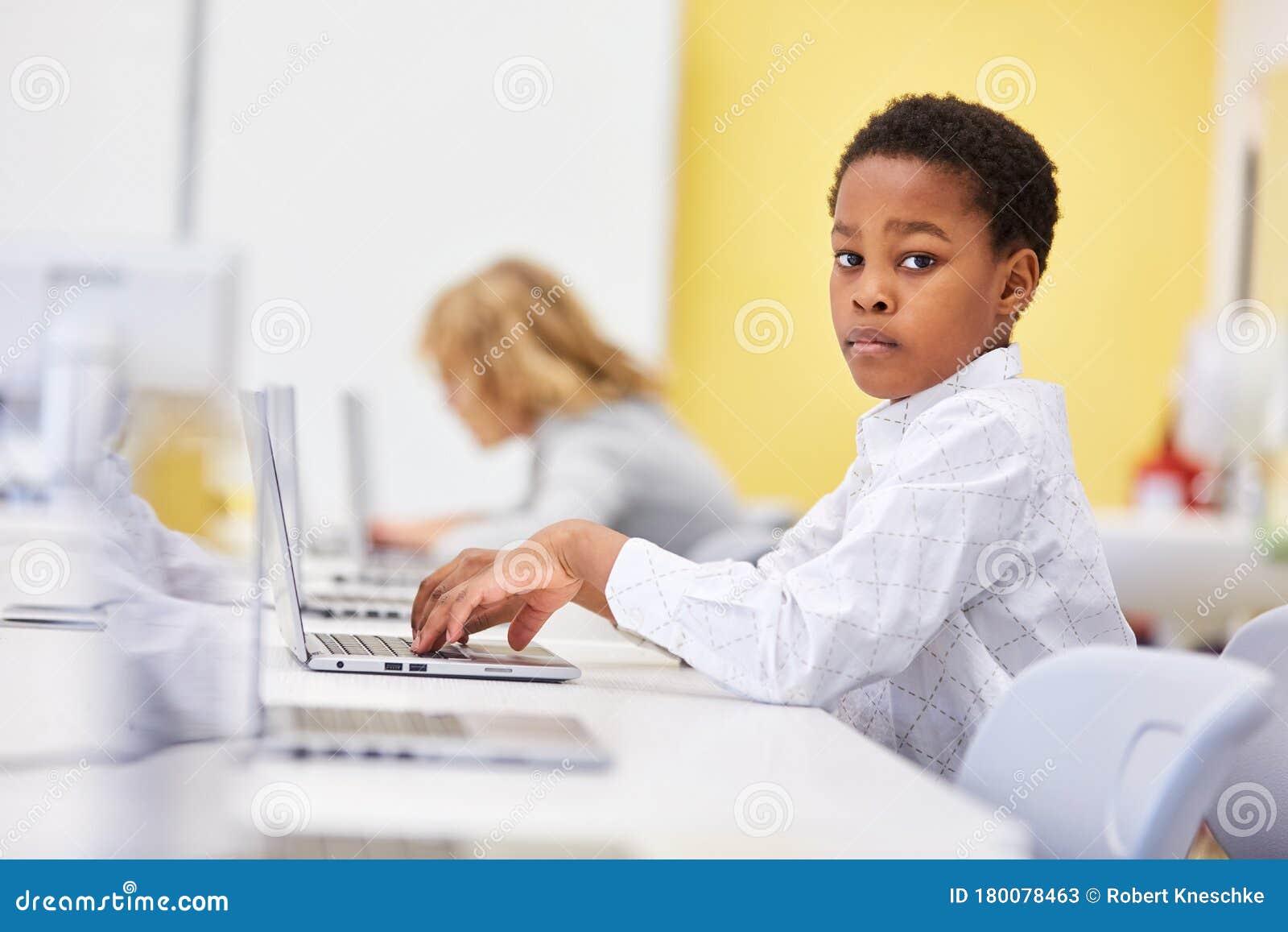 African Boy at the Laptop Computer Stock Image - Image of science ...