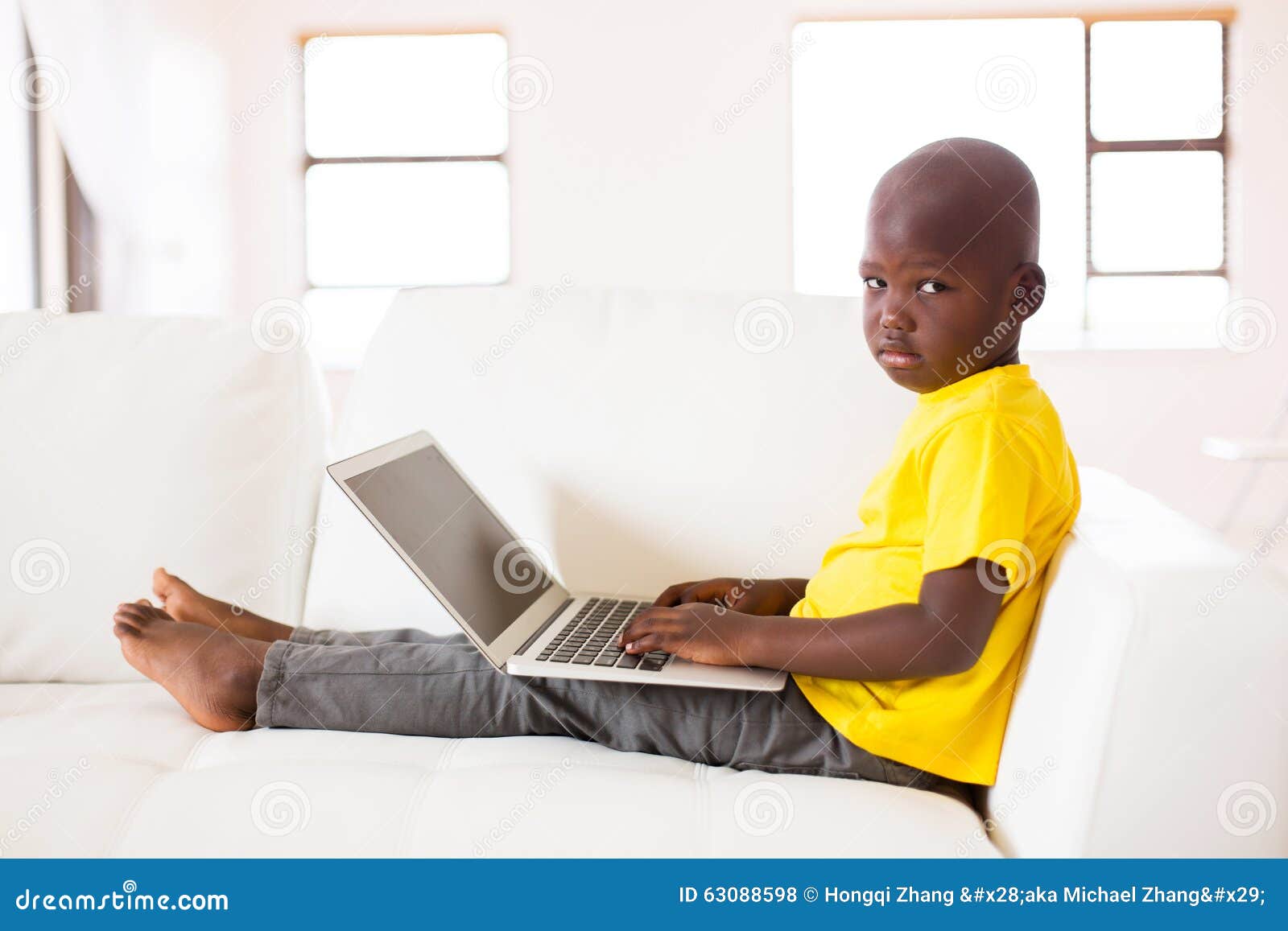 African Boy Laptop Computer Stock Photo - Image of house, beautiful ...