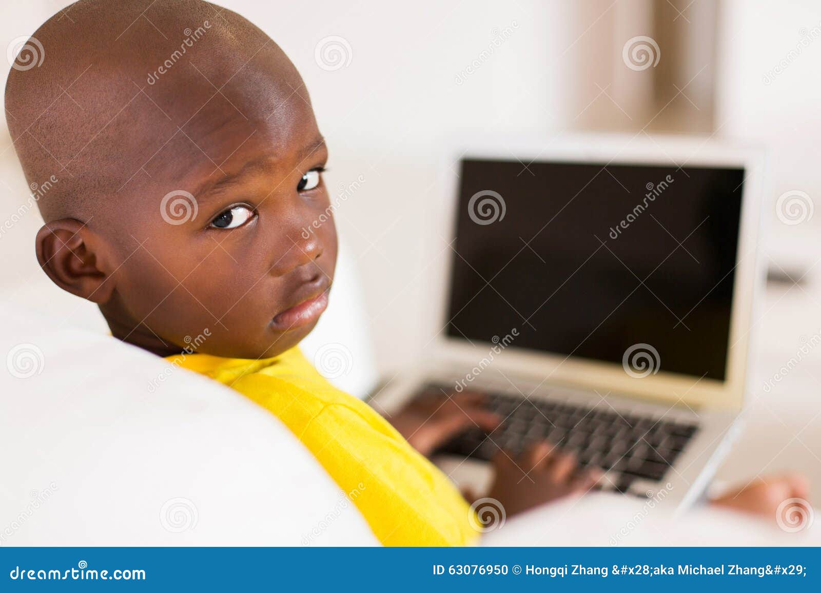 African Boy Laptop Computer Stock Photo - Image of bright, back: 63076950
