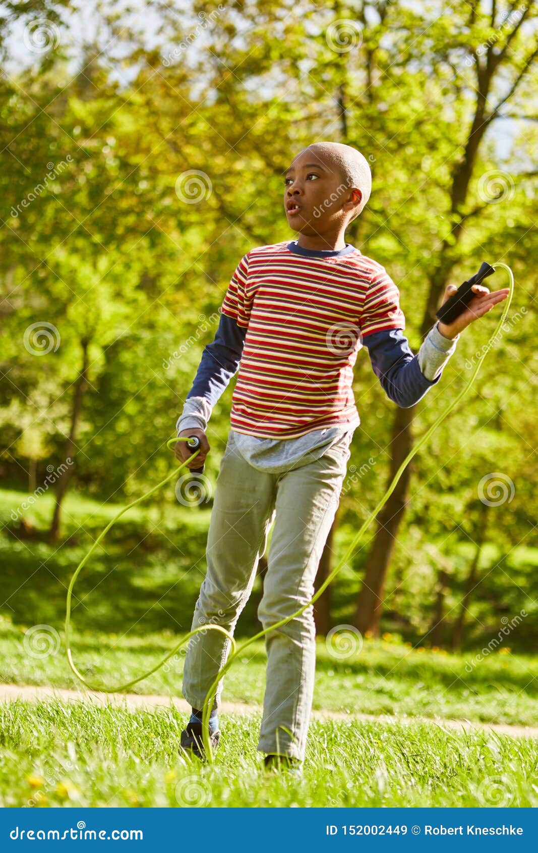 African Boy is Playing with Skipping Rope Stock Image - Image of happy ...