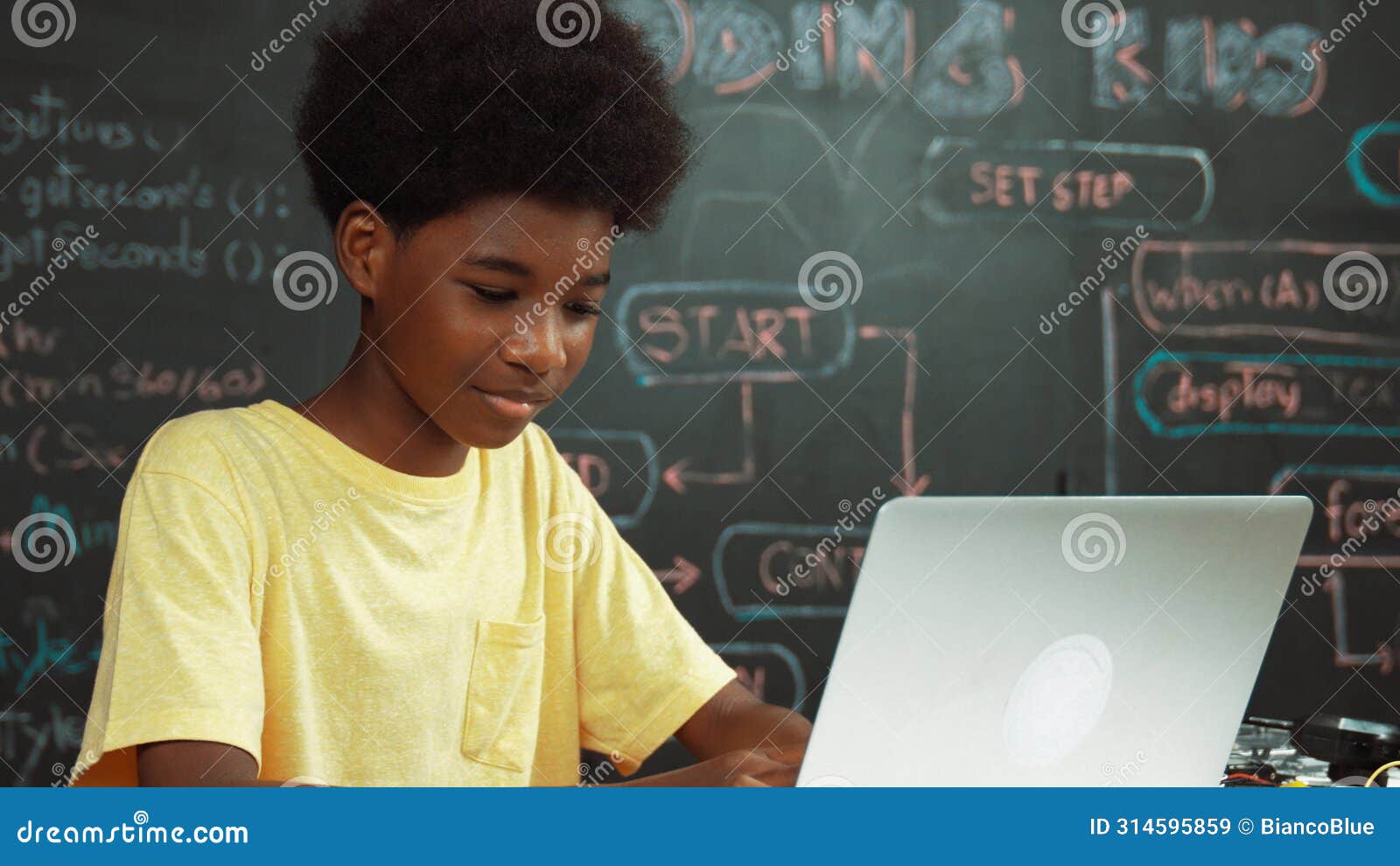 African Boy Programing System or Coding System by Using Laptop ...
