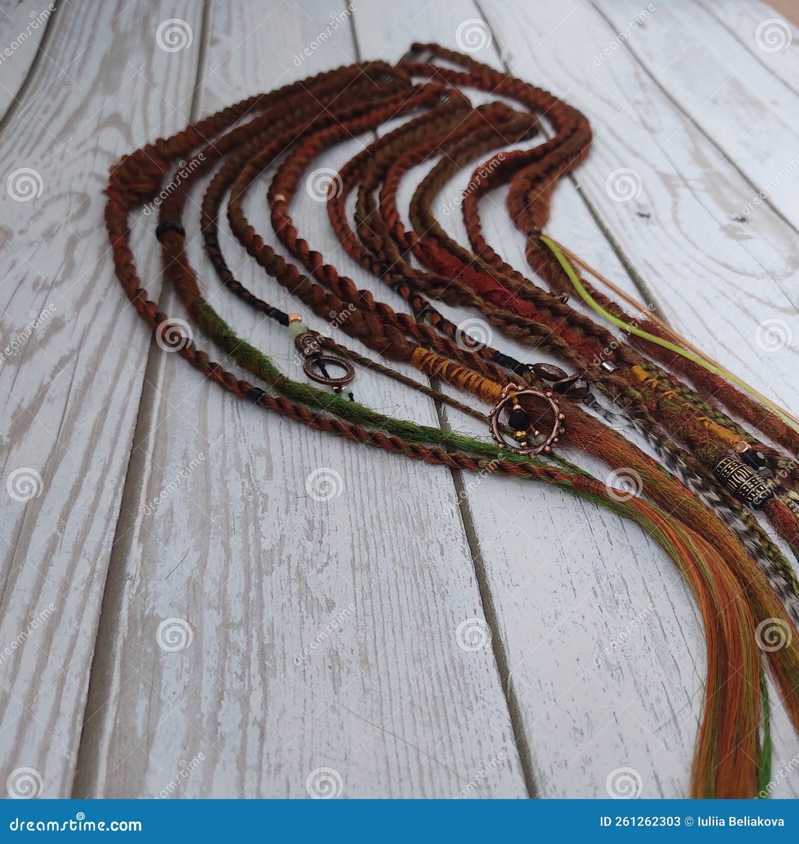 African Braids with Kanekalon at Close Range with Beads Stock Image ...
