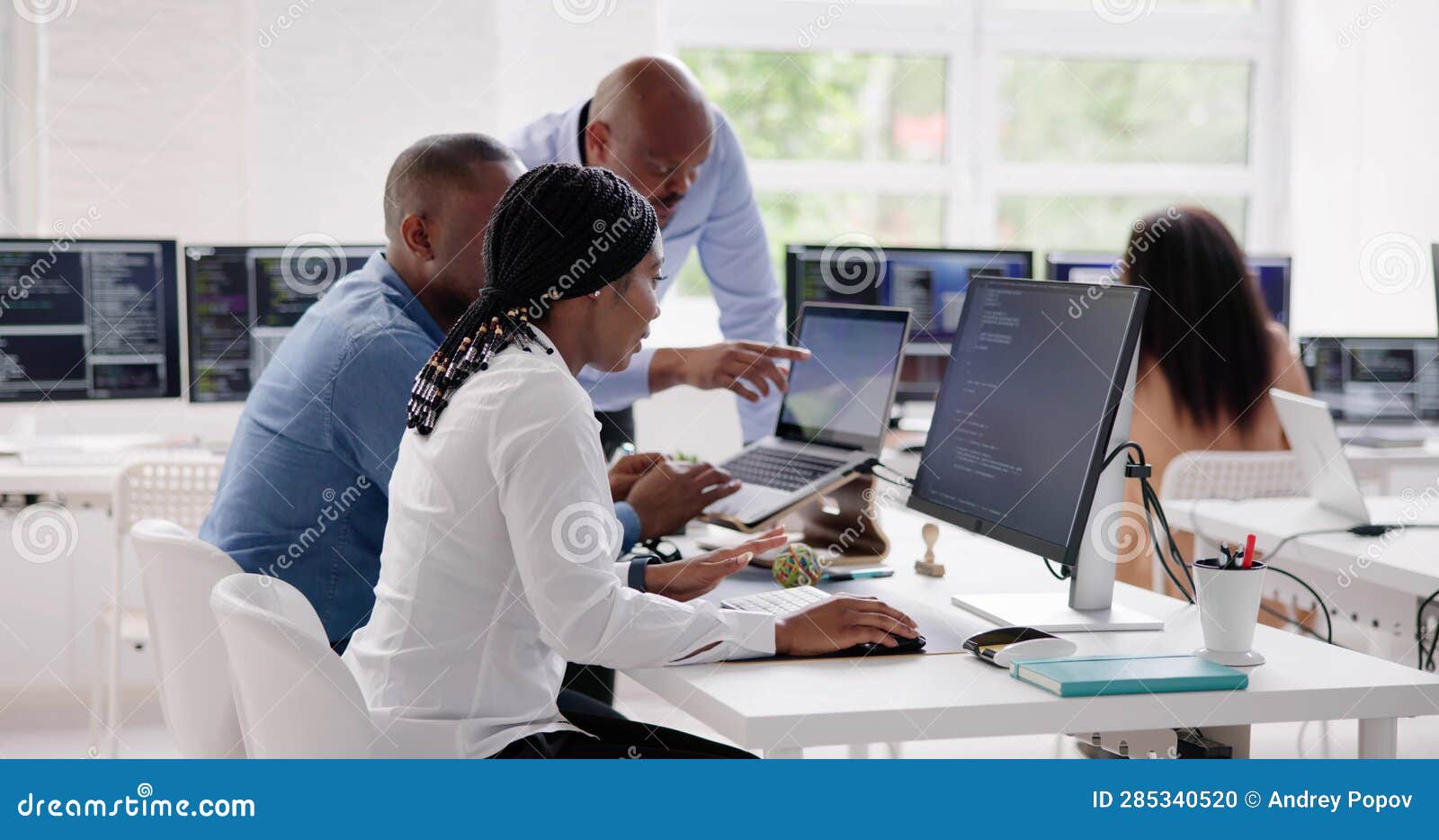 African Business Team Working on Computer Stock Photo - Image of black ...
