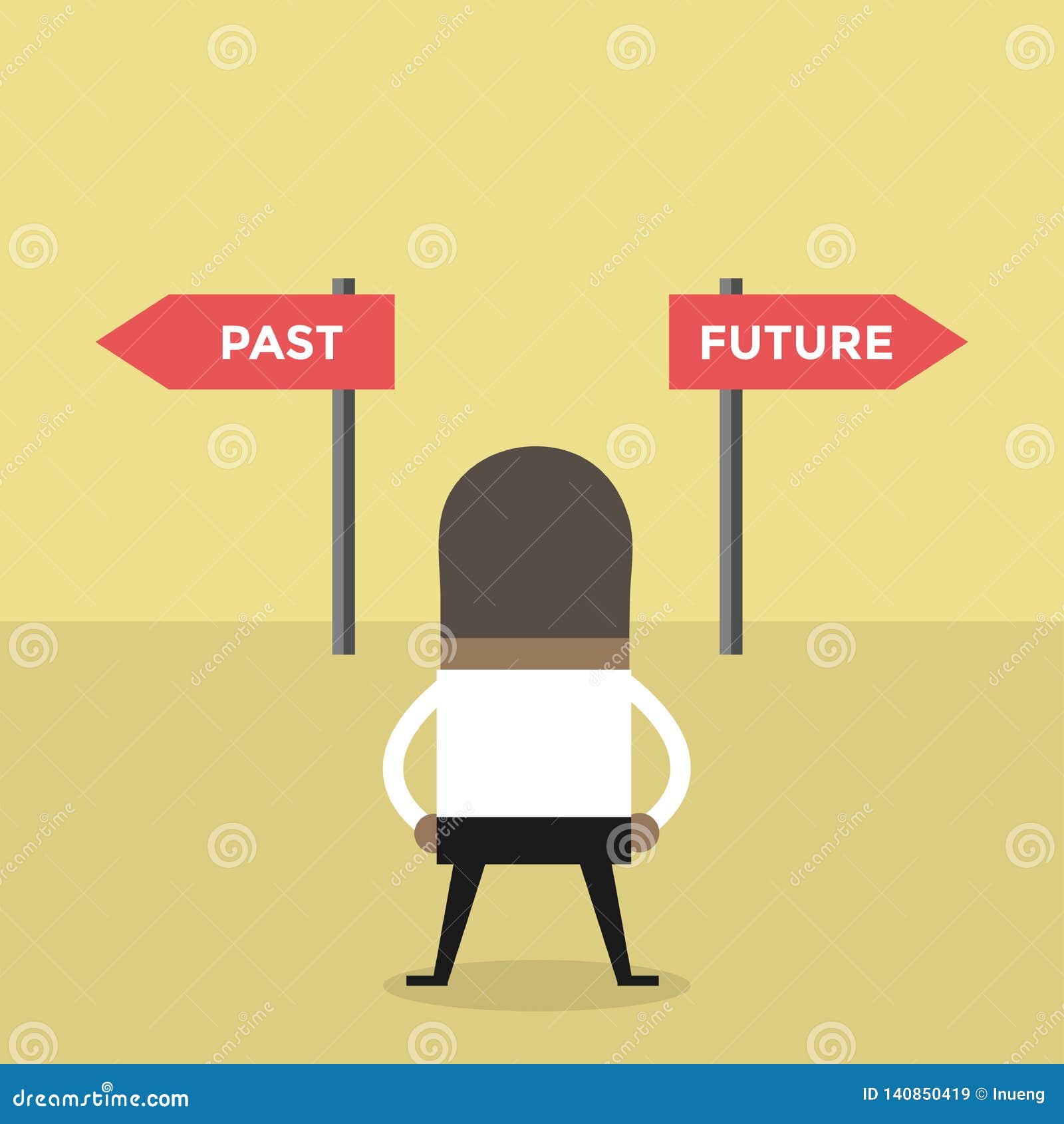 African Businessman Decision about Past and Future Way. Stock Vector ...