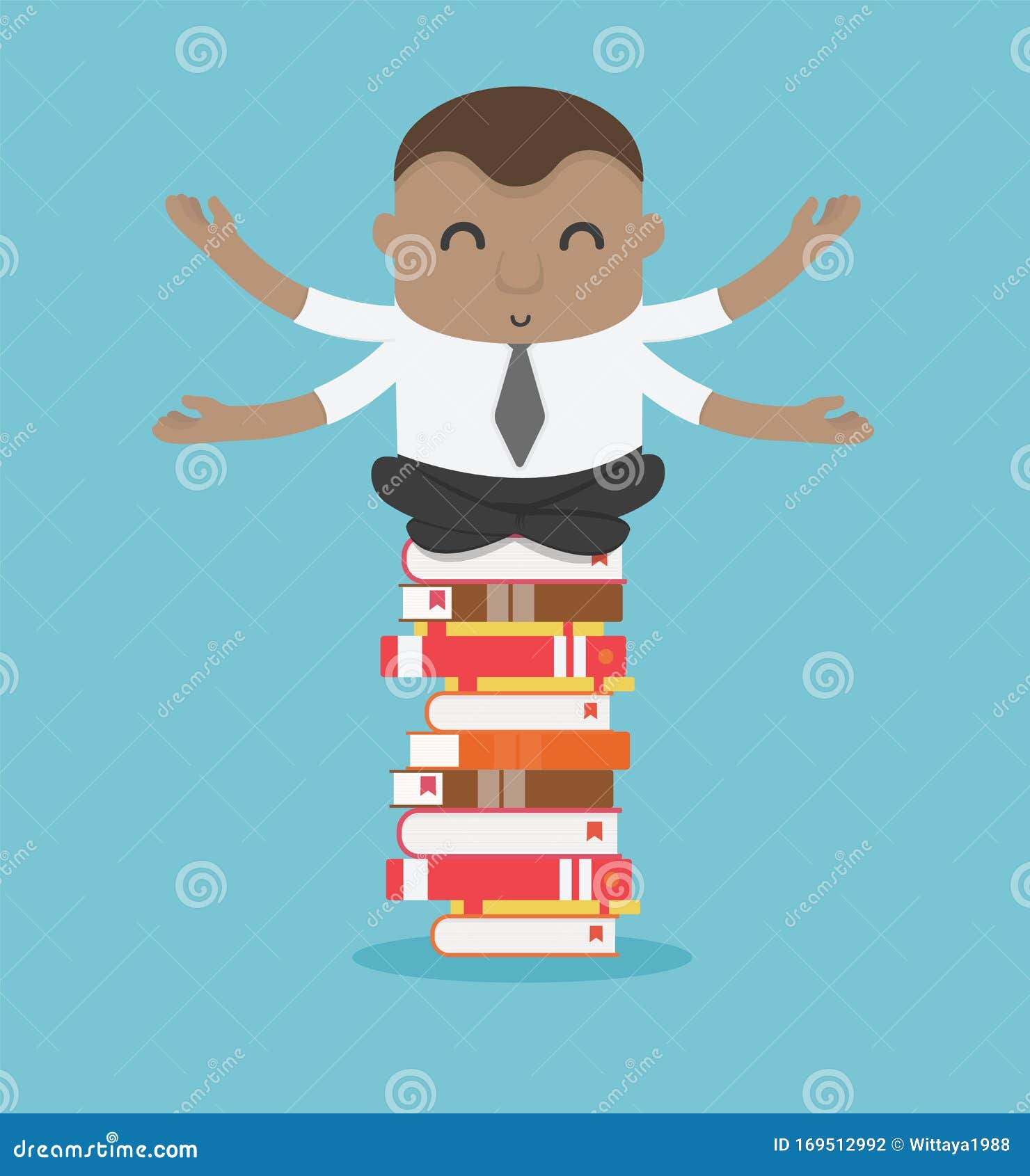 African Businessman on Stack of Book Stock Vector - Illustration of ...