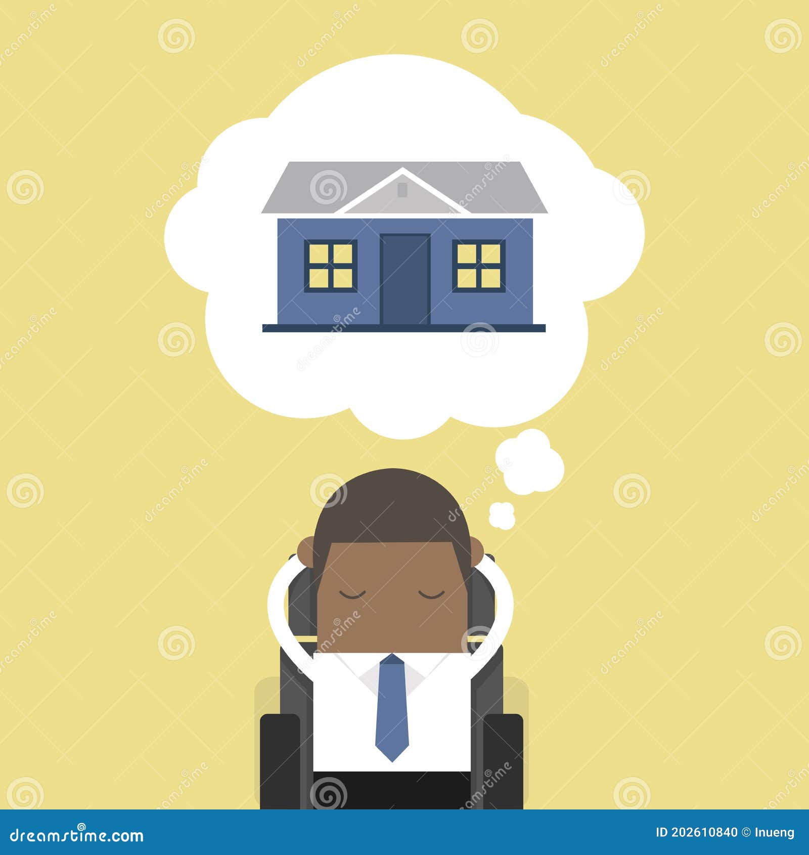 African Businessman is Thinking about House. Stock Vector ...