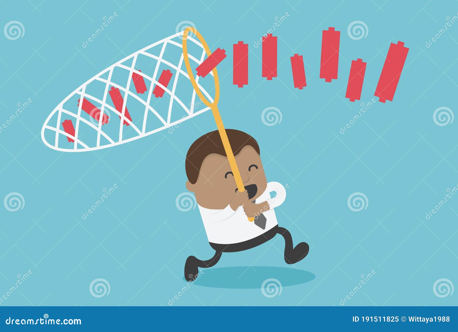 African Businessmen Chasing Partner Graph with Netting Stock Vector ...