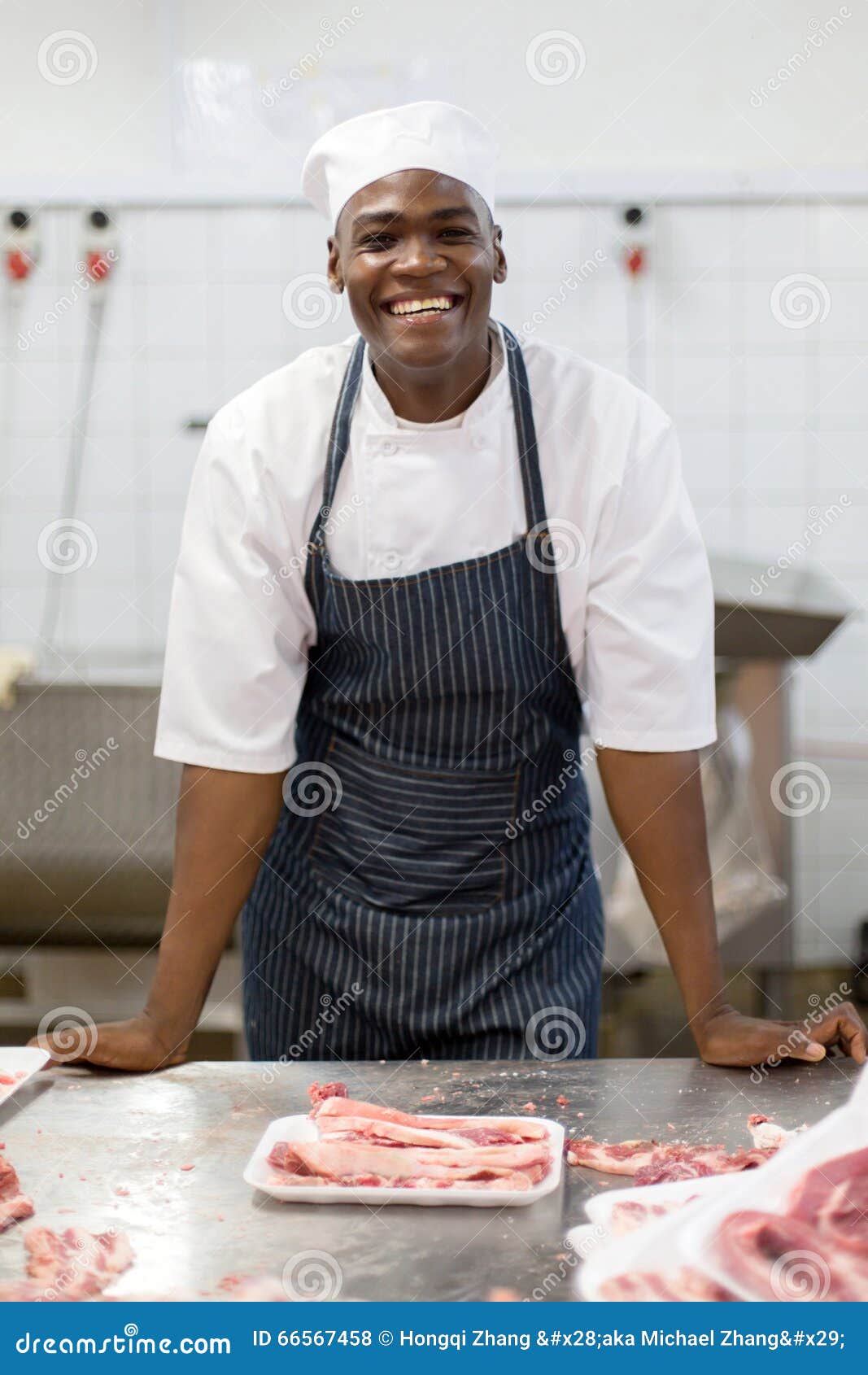 African Butcher Working Butchery Stock Photo - Image of male, counter ...