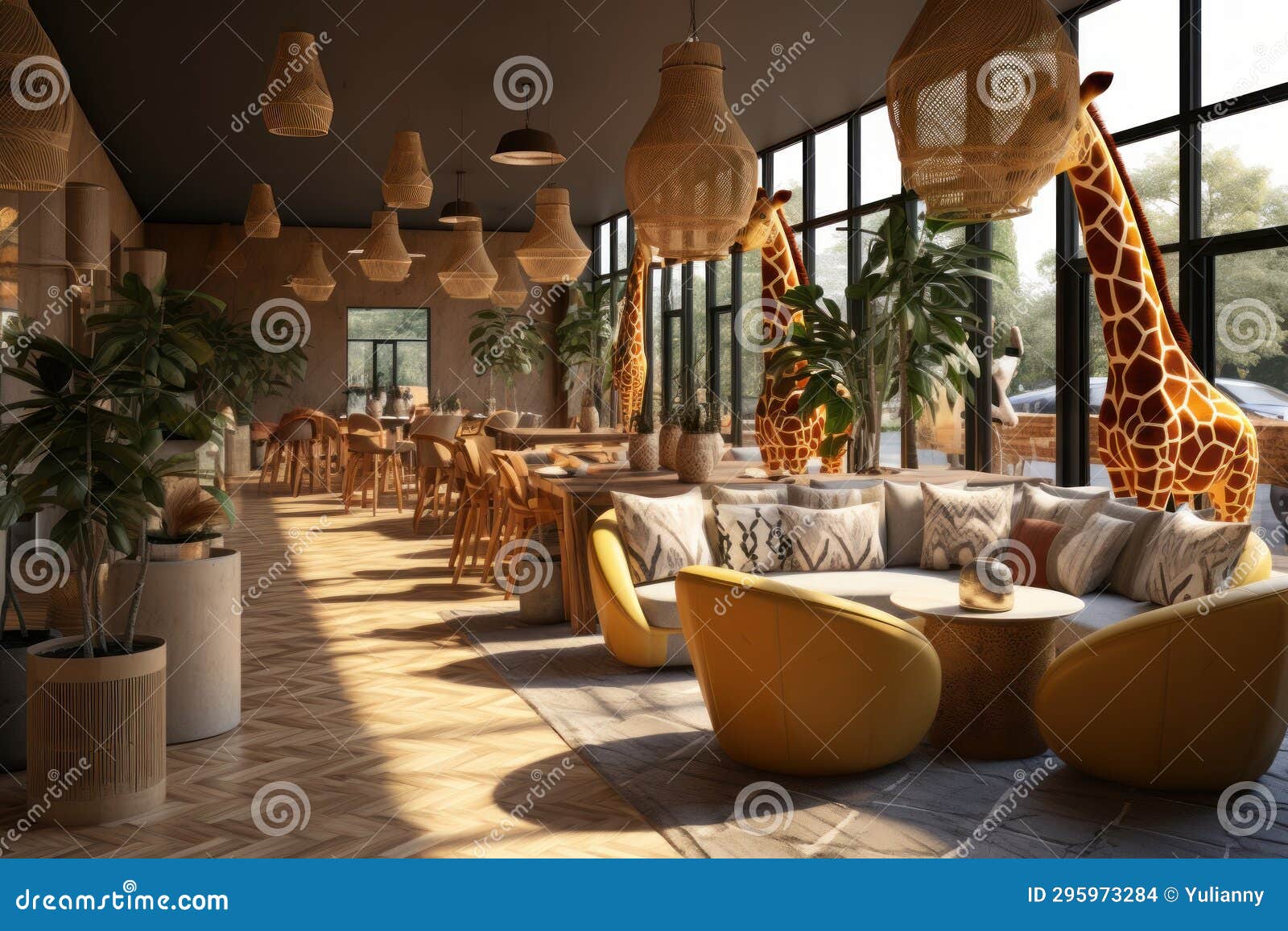 African Cafe Interior in Wild Animal Style Stock Photo - Image of ...