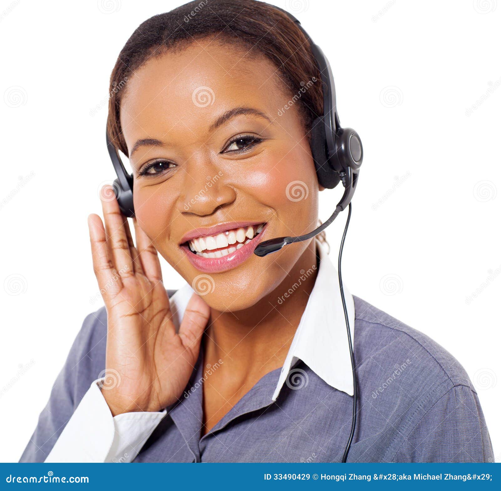 African Call Center Operator Stock Image - Image of girl, headphone ...