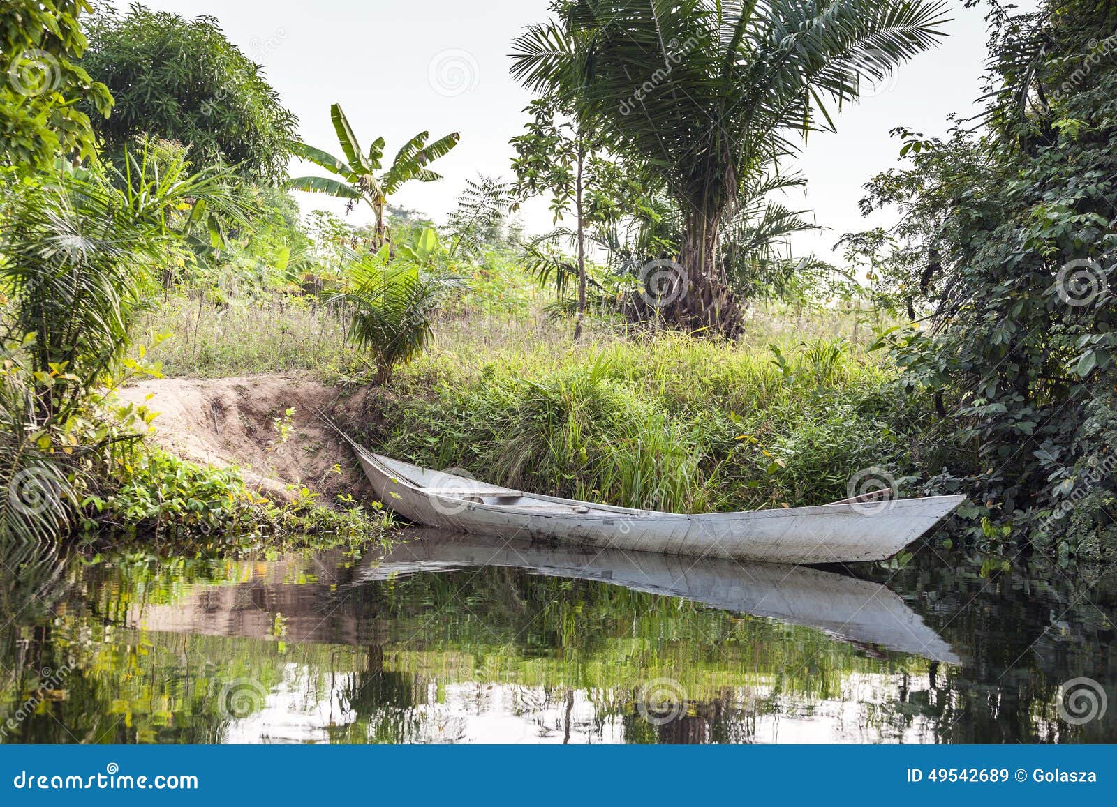 African canoe at the shore stock image. Image of adventure - 49542689