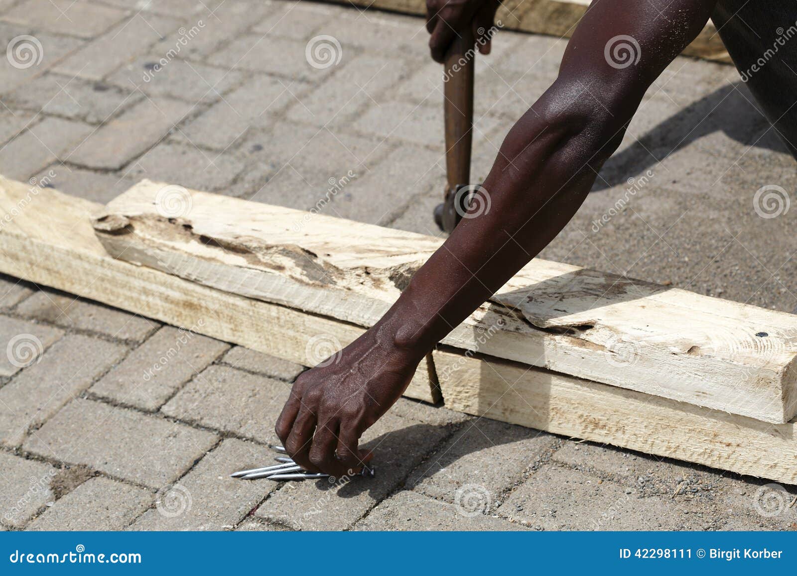 African Carpenter Works with Wood Stock Image - Image of carpenter ...
