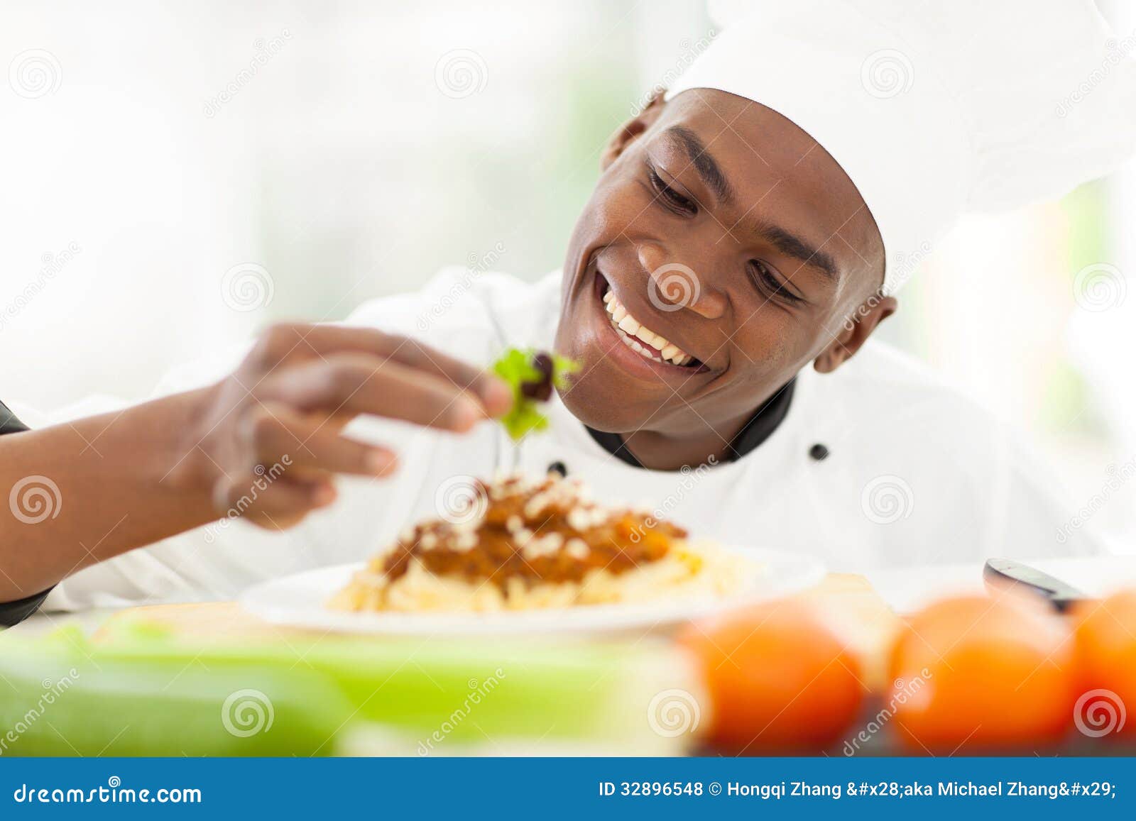 African chef decorating stock photo. Image of american - 32896548