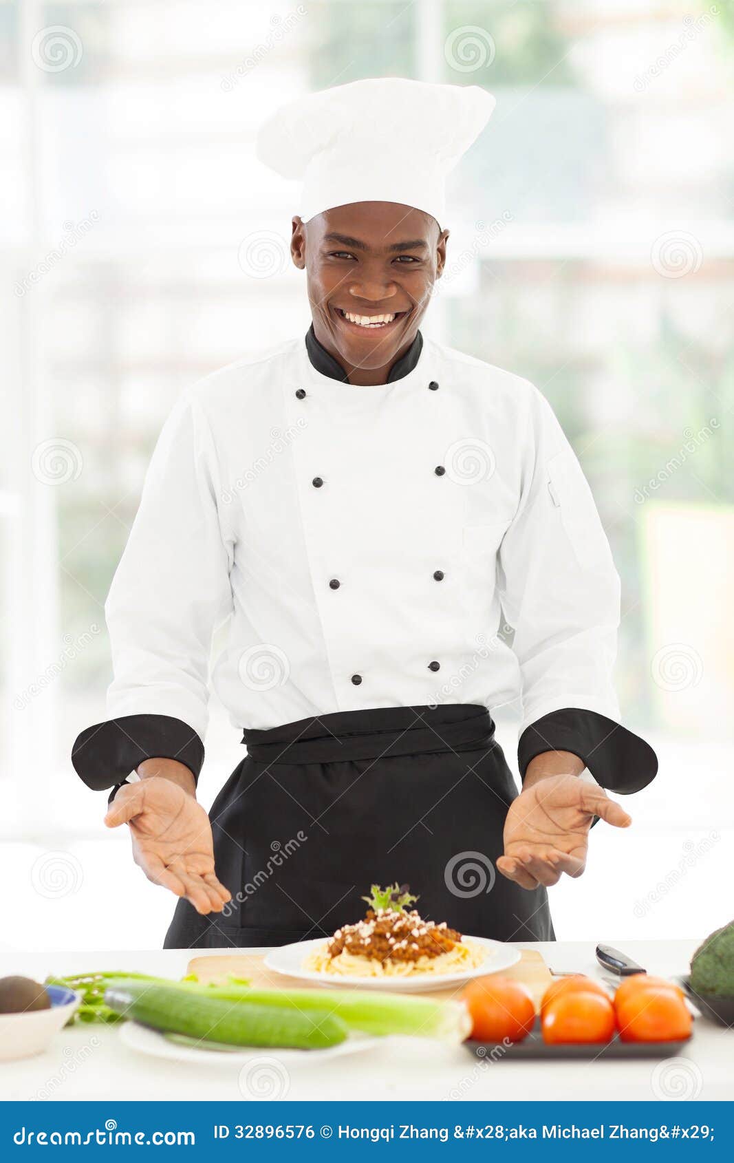 African chef spaghetti stock photo. Image of hotel, male - 32896576