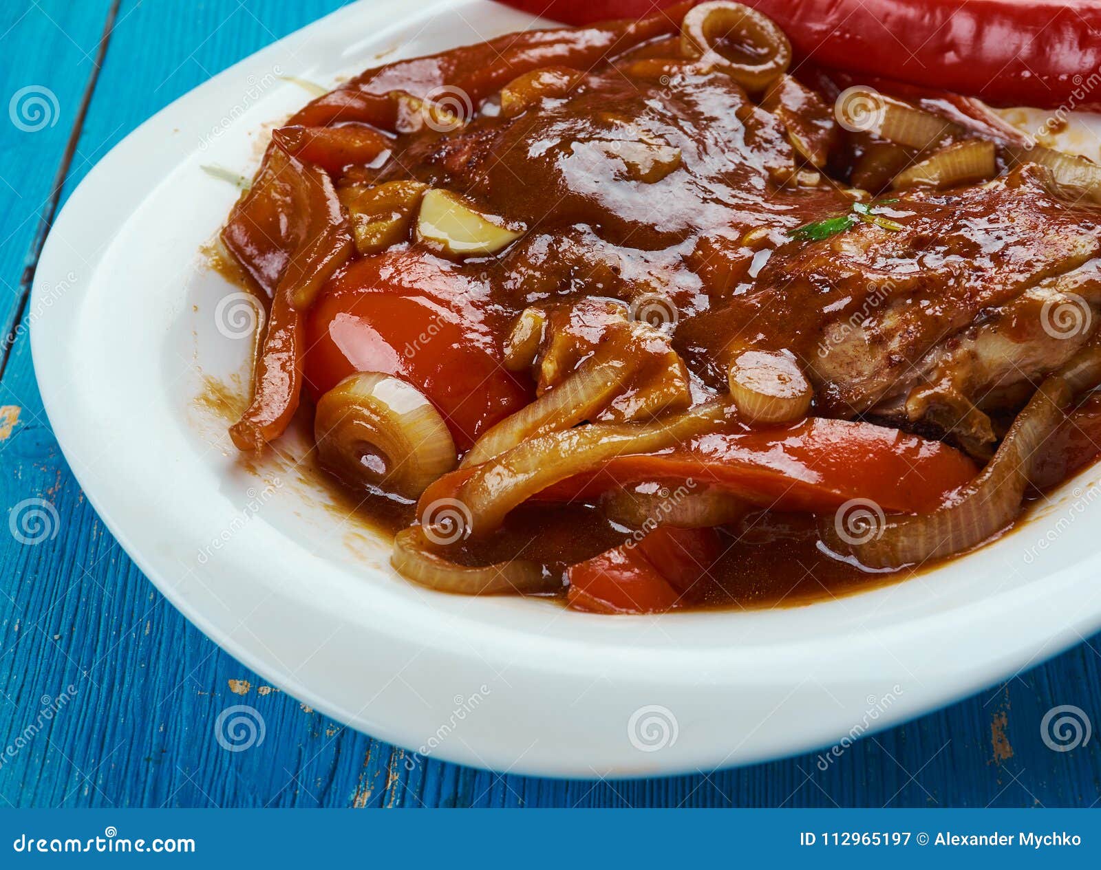 Galinha A Africana African Chicken Style Of Macau Served With Potatoes ...