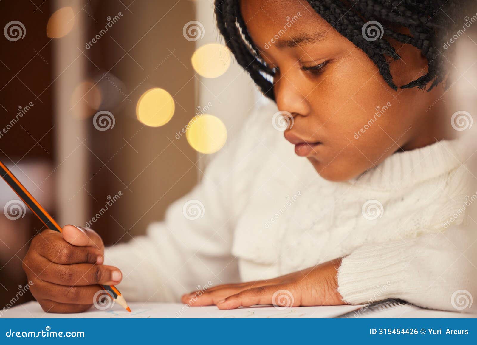 African Child, Drawing and Home with Notebook, Growth and Development ...