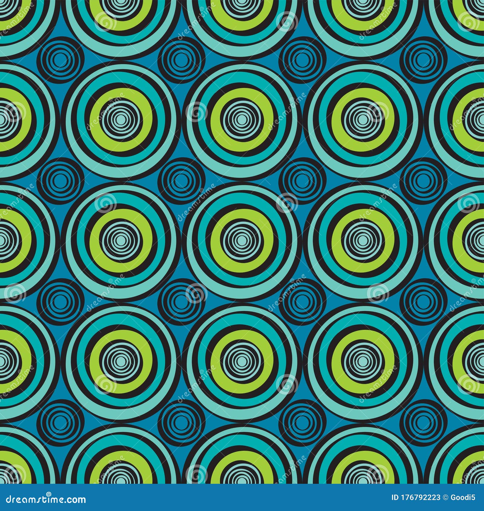 Seamless African Circles Design Pattern in Blue and Green Stock Vector ...