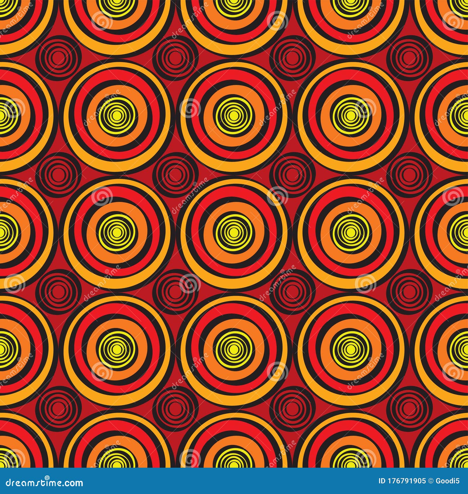 Seamless African Circles Design Pattern in Red and Orange Stock Vector ...