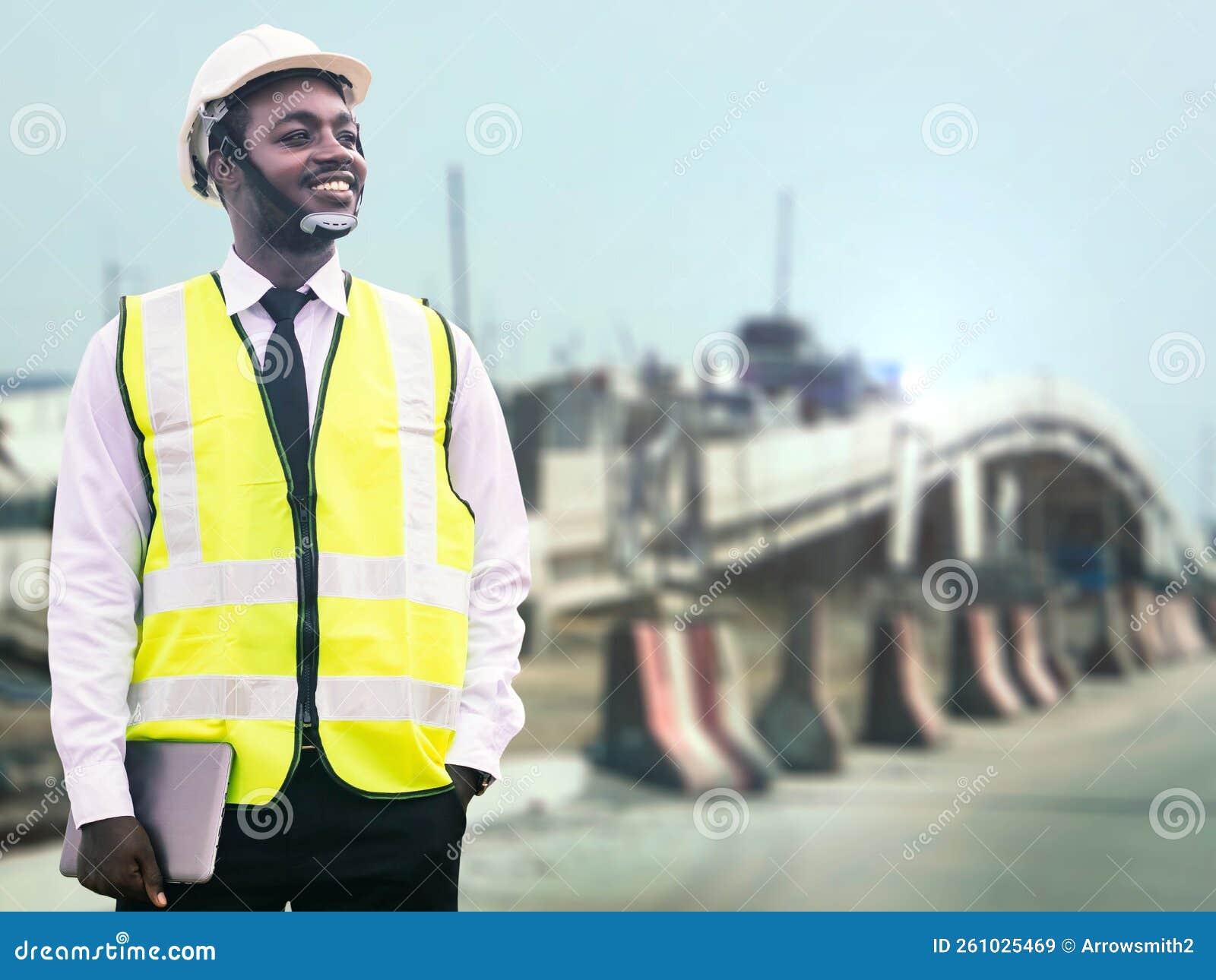 African Civil Engineering Working with Use Tablet for Control the Road ...