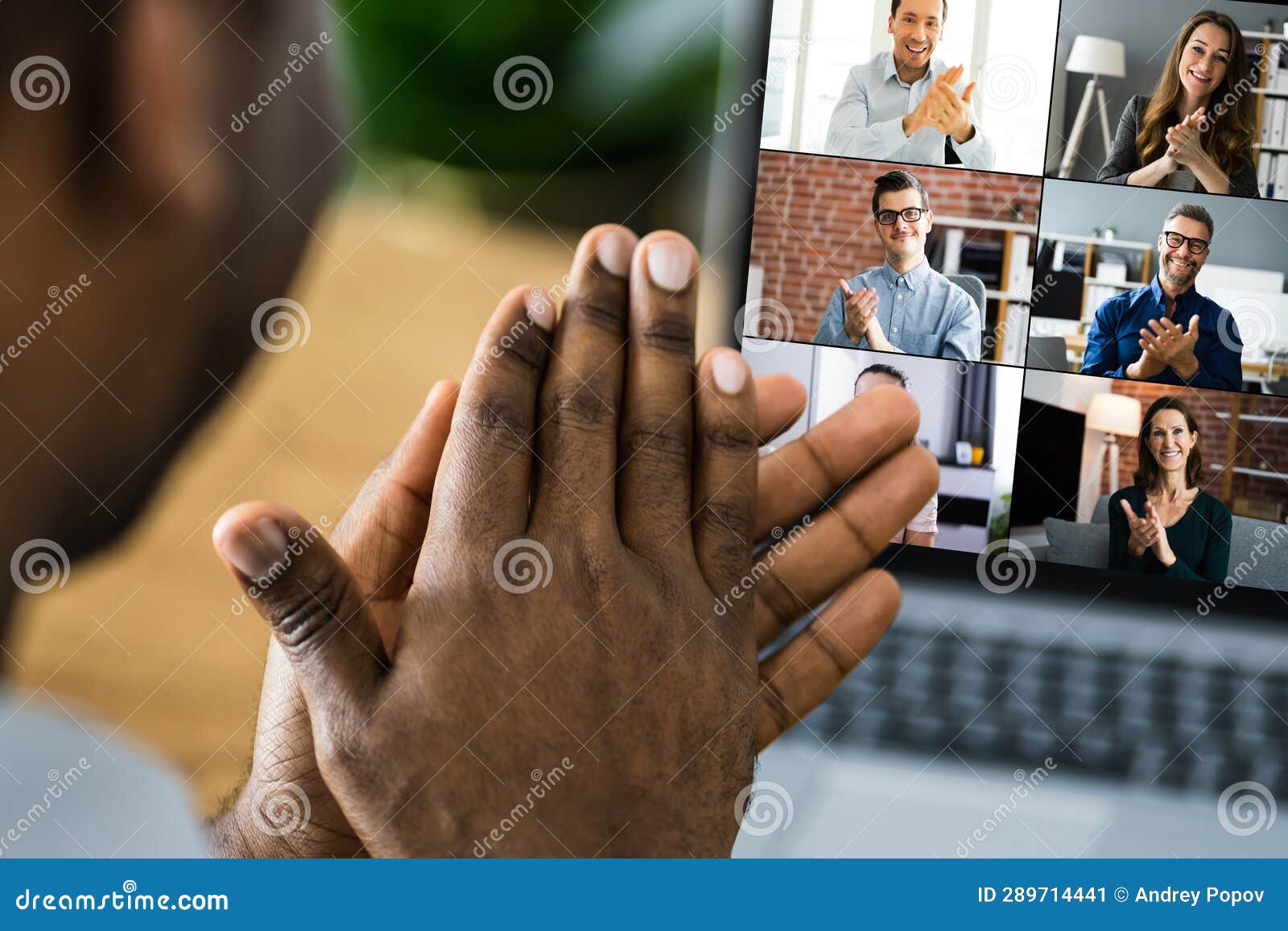African Clapping in Virtual Video Conference Call Stock Image - Image ...