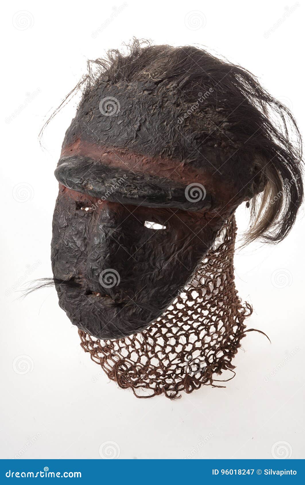 African Clay Mask. with Human Hair Stock Image - Image of original ...