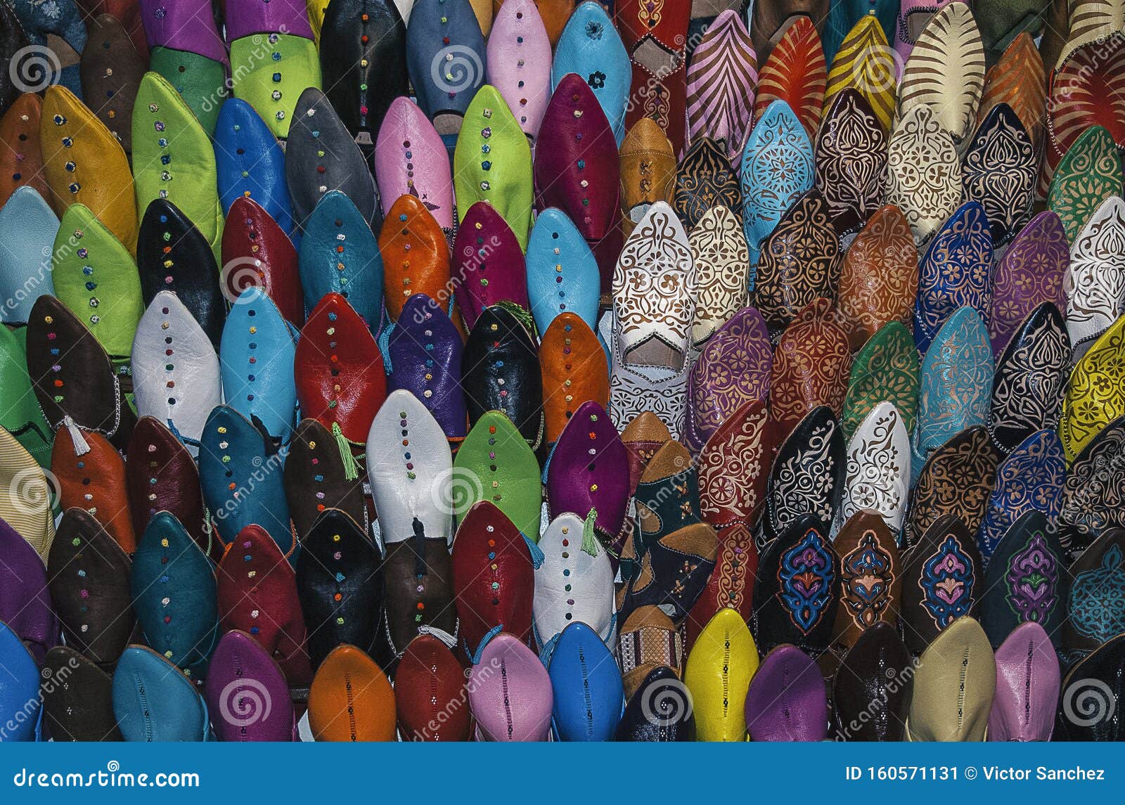 African Colourful Slippers in Marrakesh Souk or Bazaar, Morocco, Africa ...