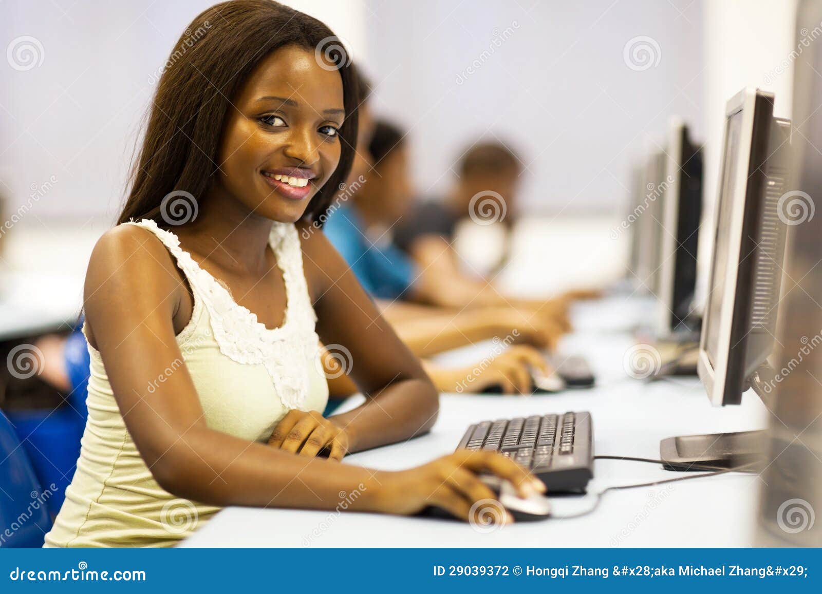 African computer room stock photo. Image of hall, black - 29039372