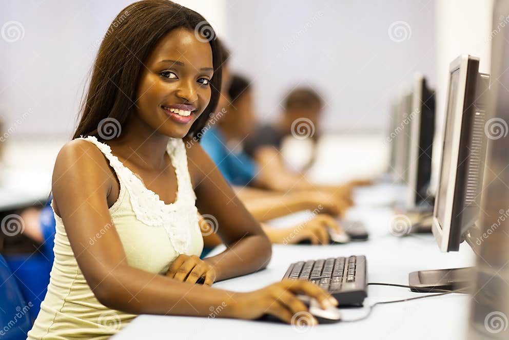 African computer room stock photo. Image of hall, black - 29039372