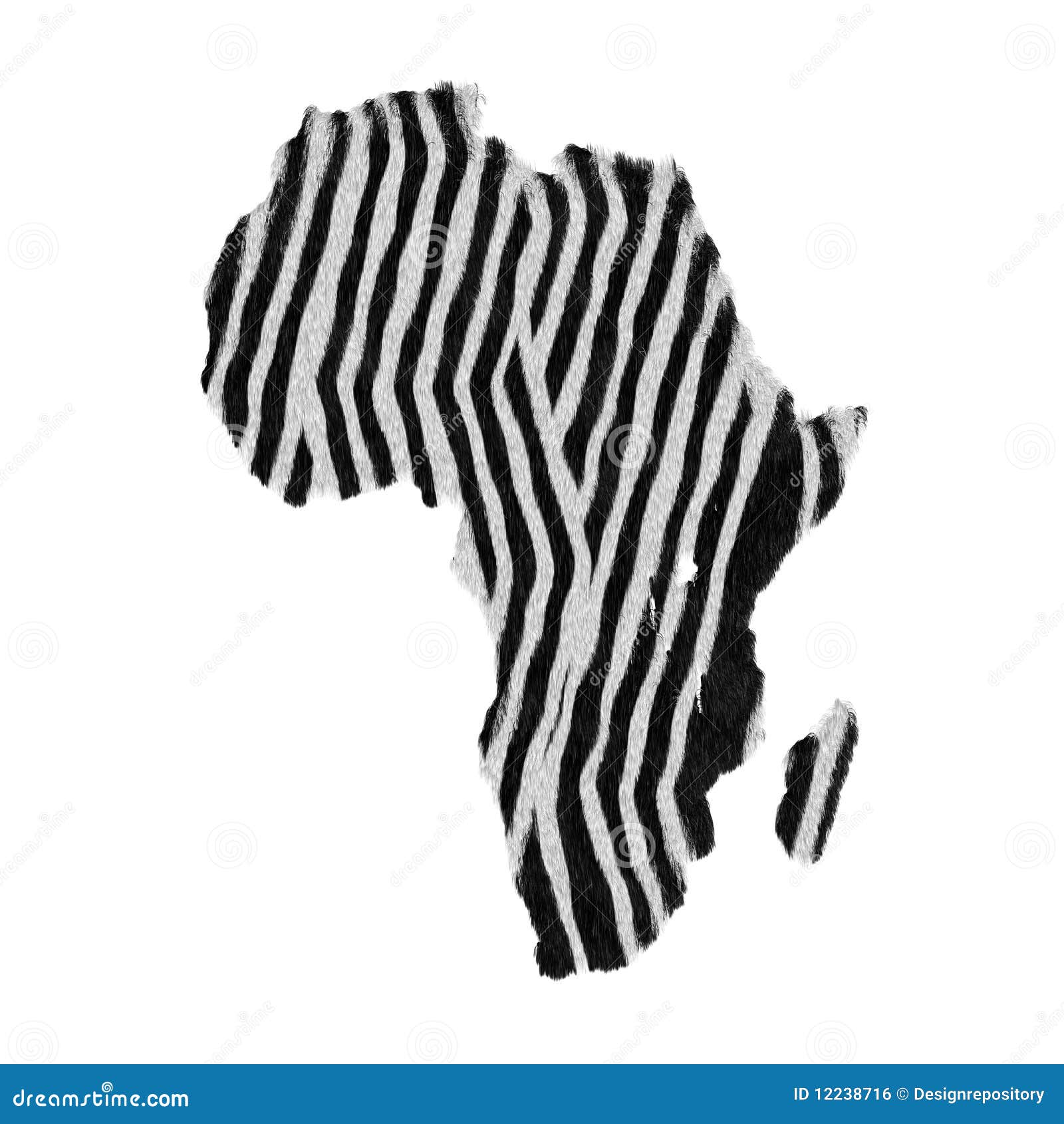 African Continent Map Made of Realistic Zebra Fur Stock Illustration ...