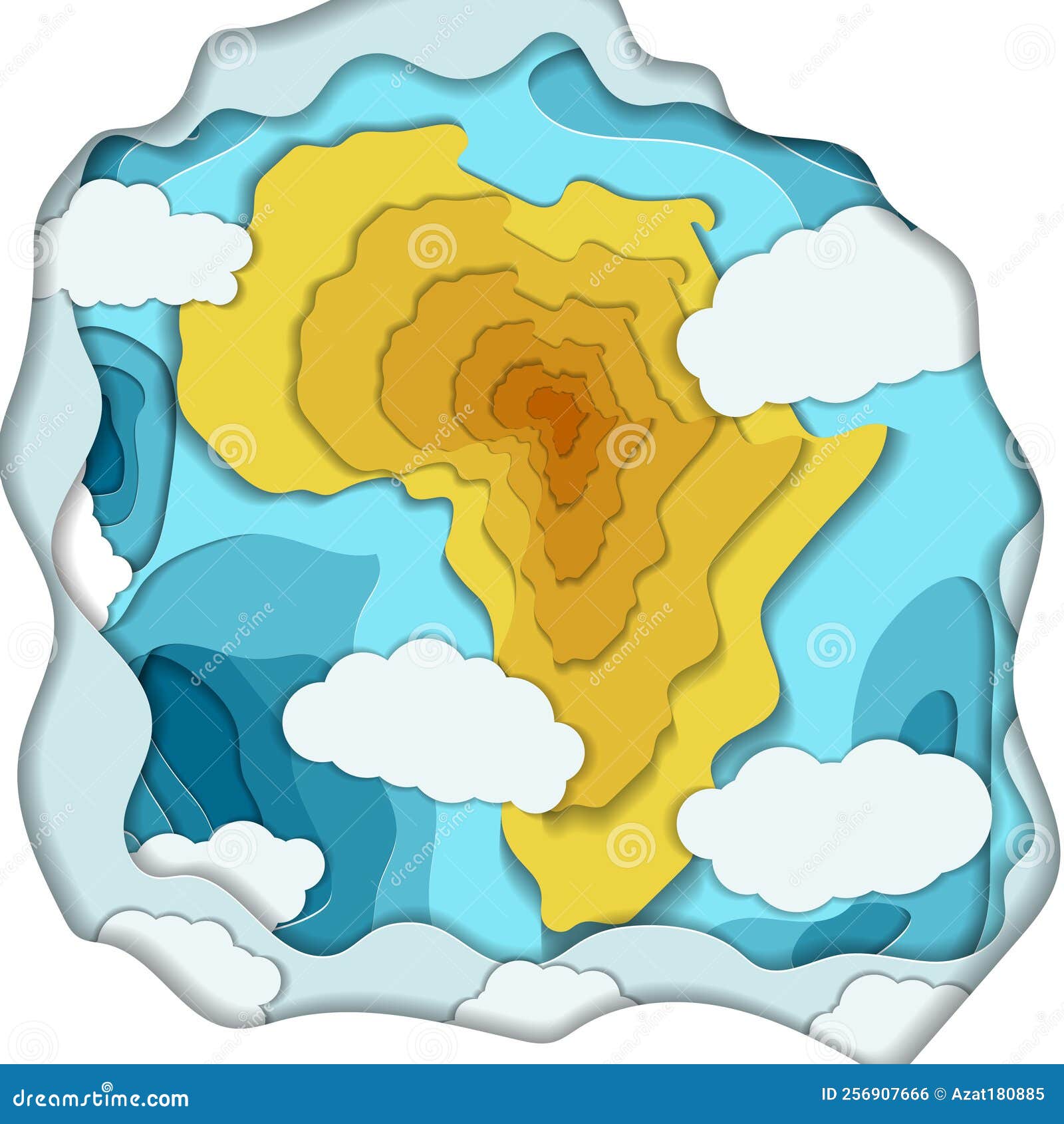 The African Continent in the Style of Paper Cut Stock Vector ...