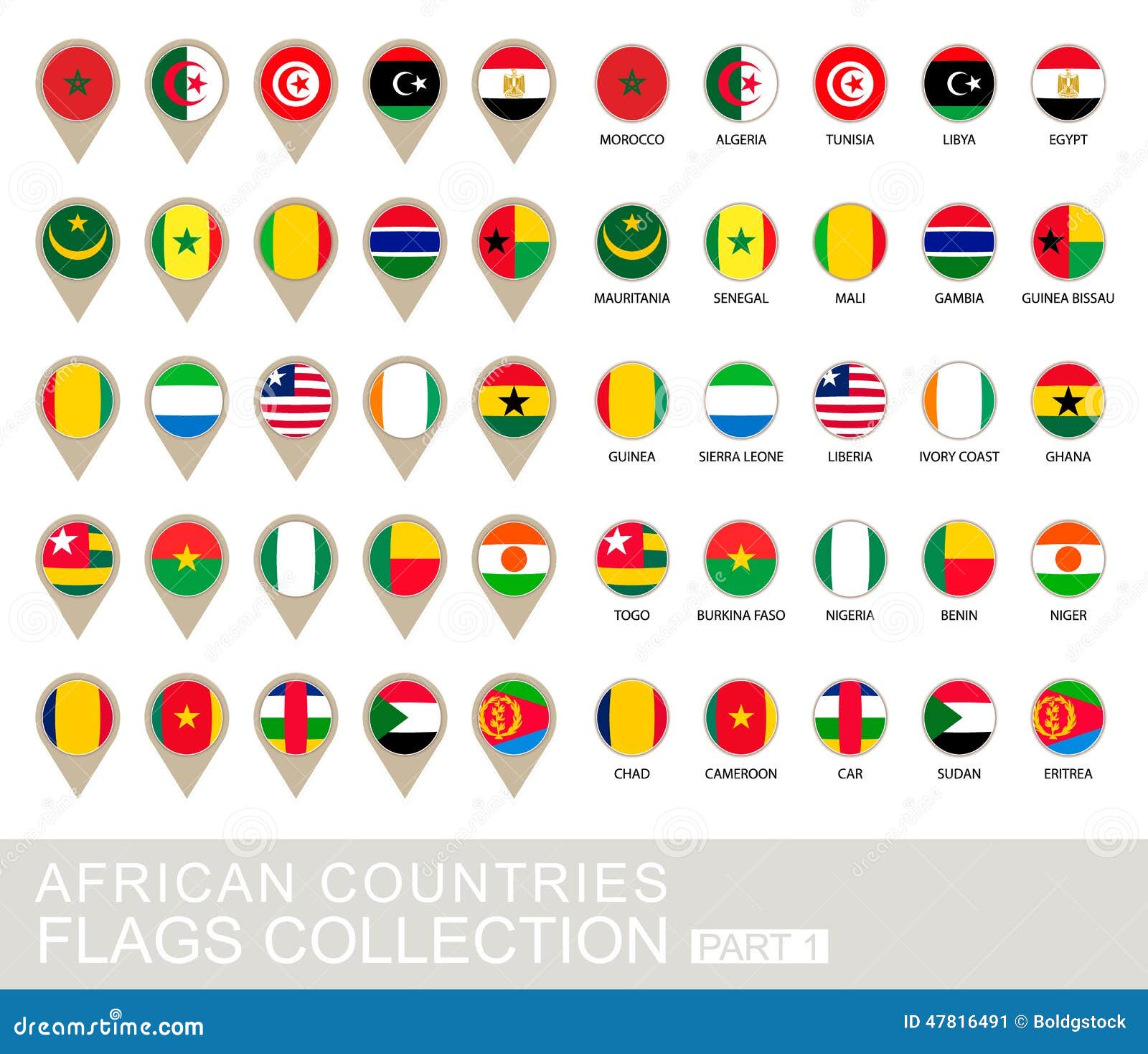 African Countries Flags Collection, Part 1 Stock Vector - Illustration ...