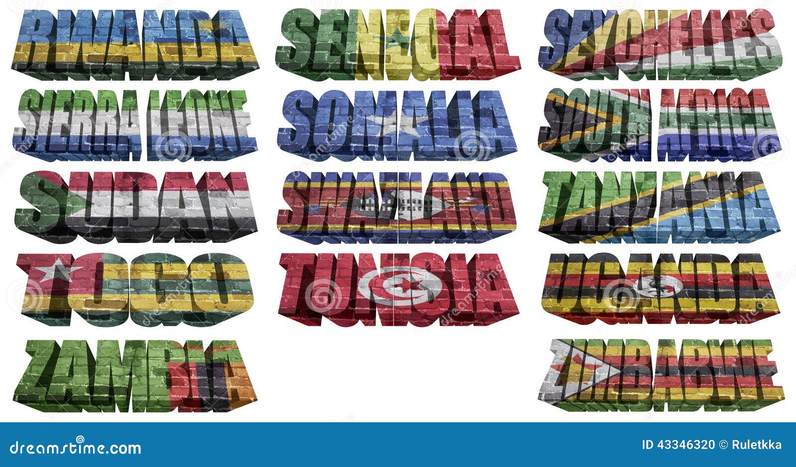 African Countries (from R To Z) Flag Words Stock Illustration ...