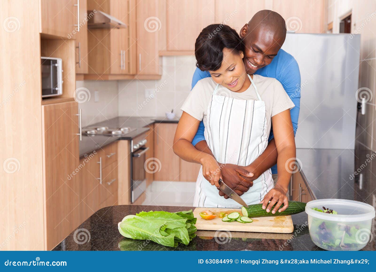African Couple Cooking Kitchen Stock Image - Image of chopping, couple ...