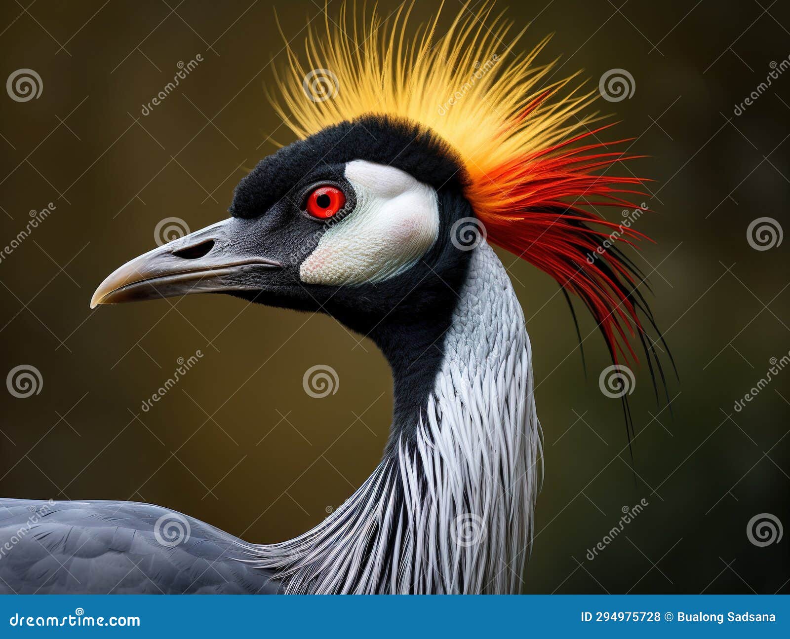 African Crown Crane Side Profile Made with Generative AI Illustration ...