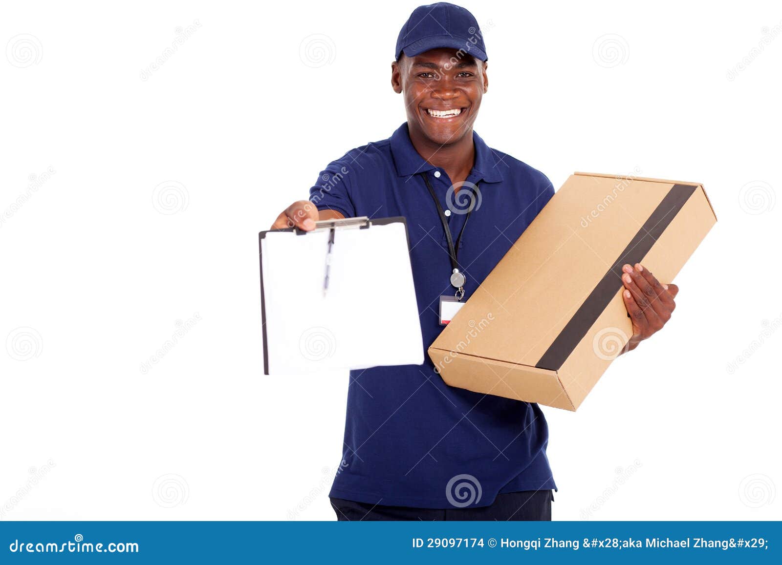 African delivery man stock photo. Image of carton, holding - 29097174