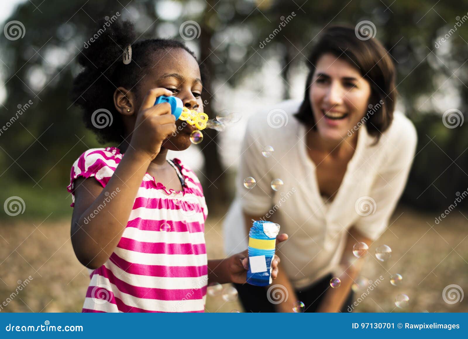 African Descent Girl is Playing Bubbles Stock Image - Image of ...