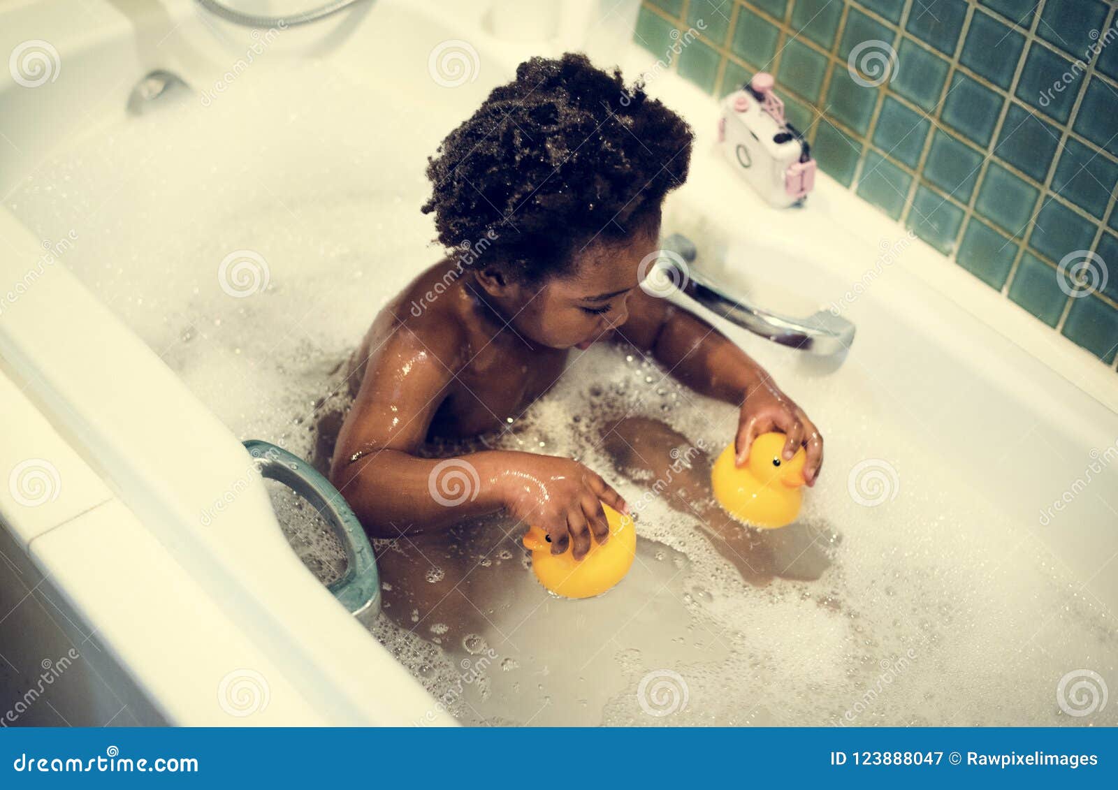 African Descent Kid Enjoy Bathing Stock Image - Image of descent ...