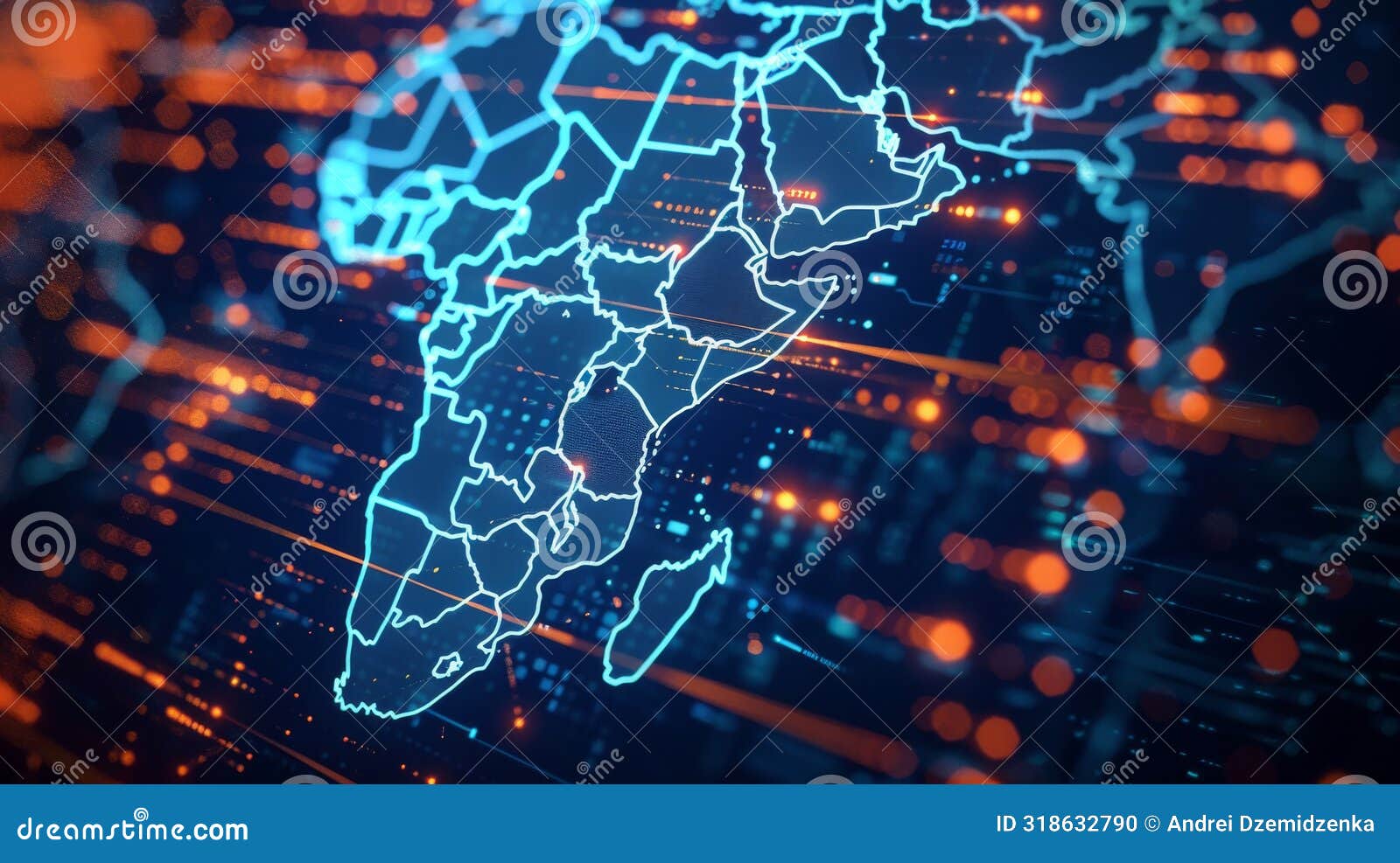 An African Digital Map, Global Network Connections, Data Transfer and ...