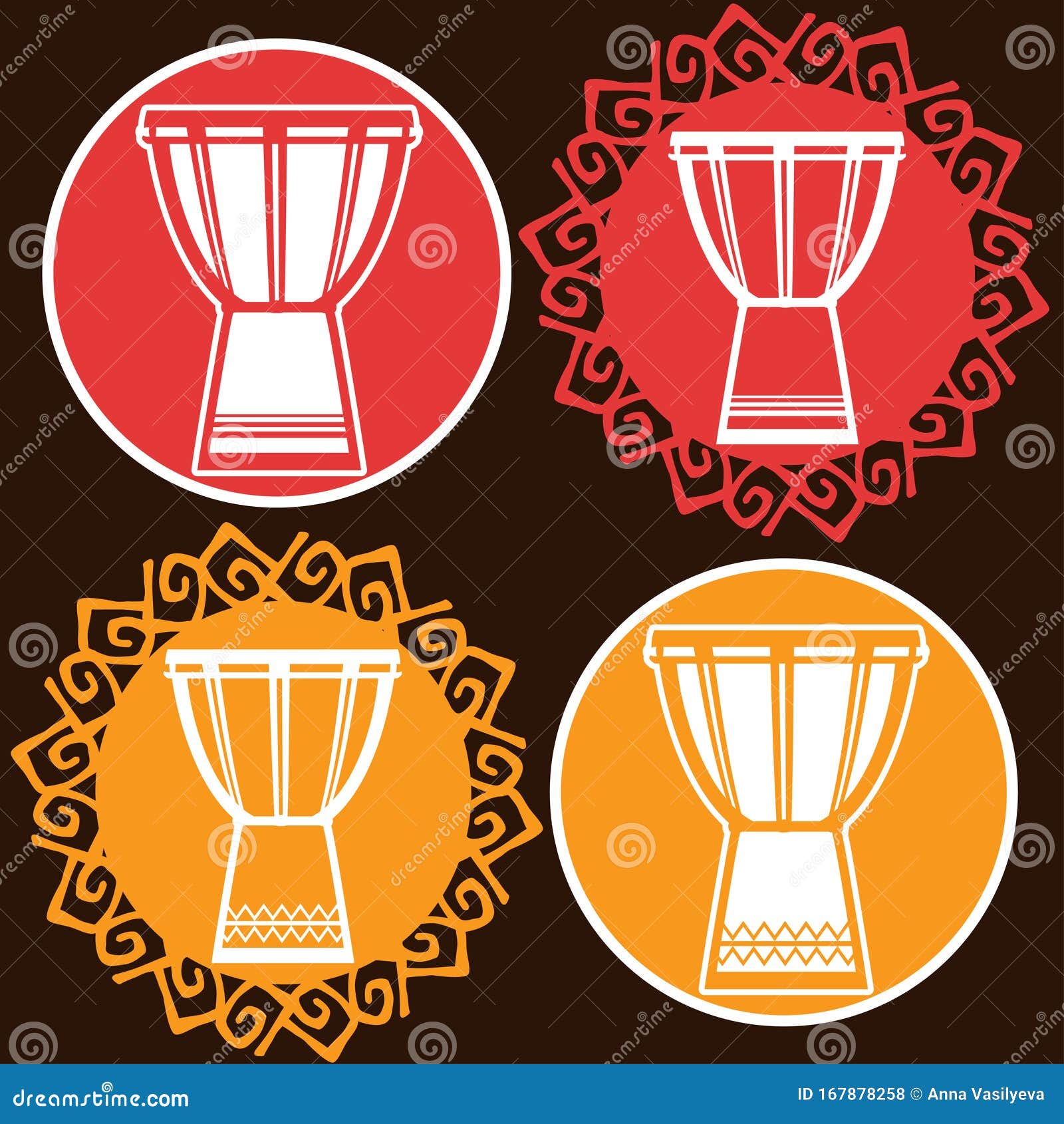 African Djembe Drum Illustration Isolated On White Background. Ethnic ...