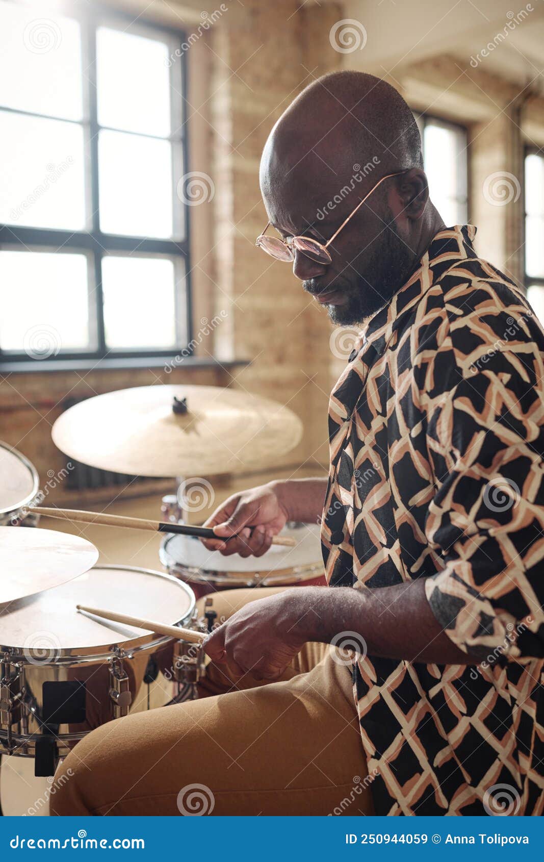 African Drummer Playing Drums at Studio Stock Image - Image of beat ...