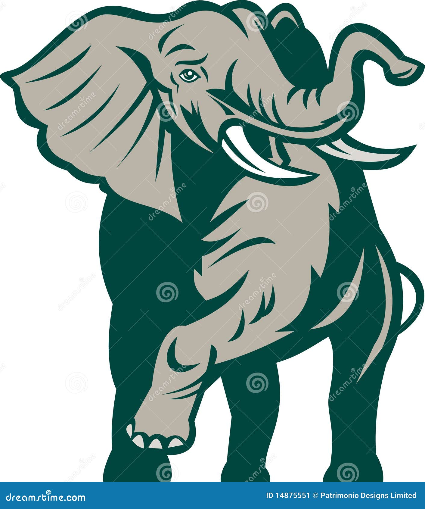 African elephant charging stock vector. Illustration of wild - 14875551