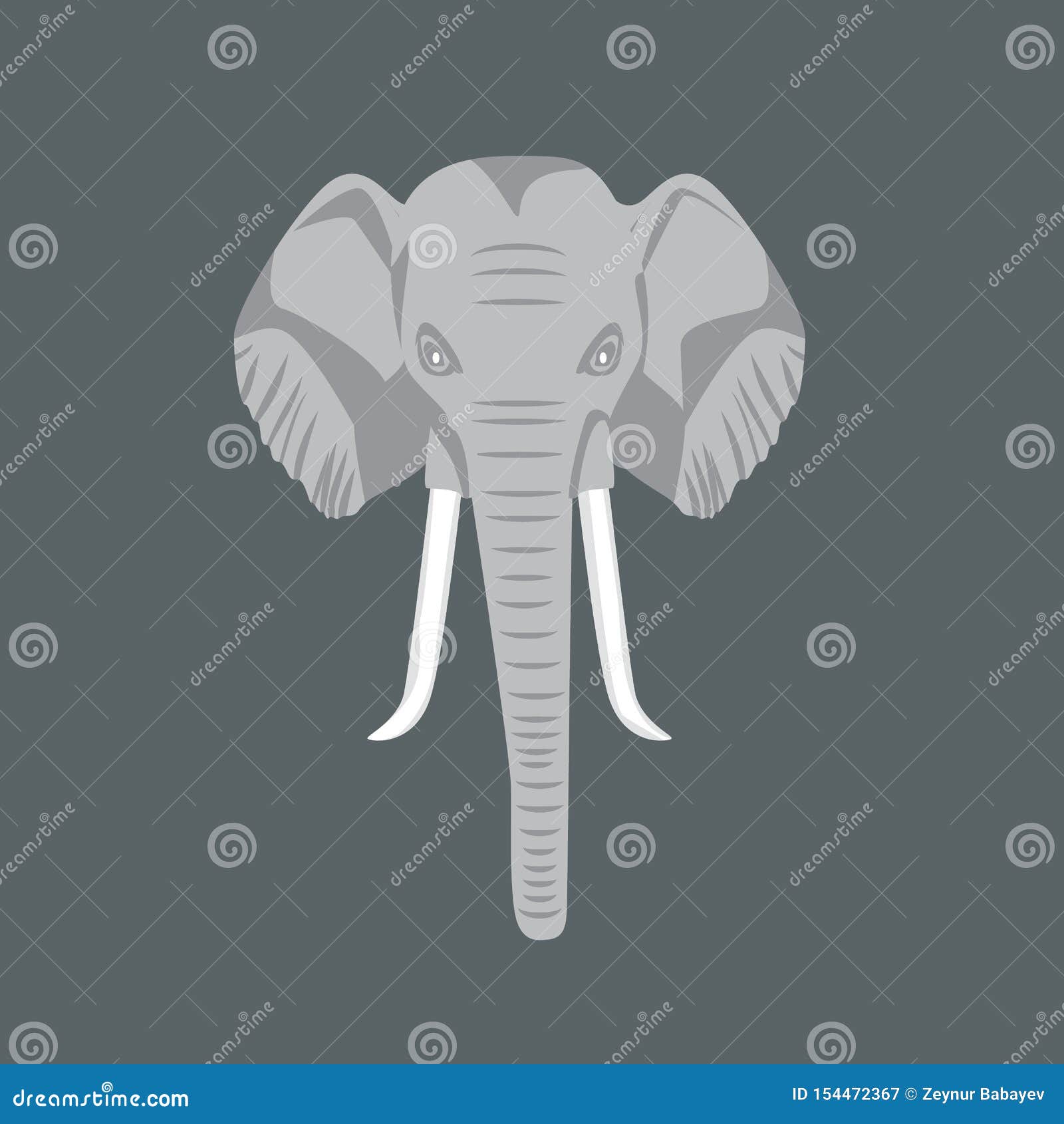 African Elephant Head with Front View. Vector Illustration. Stock ...