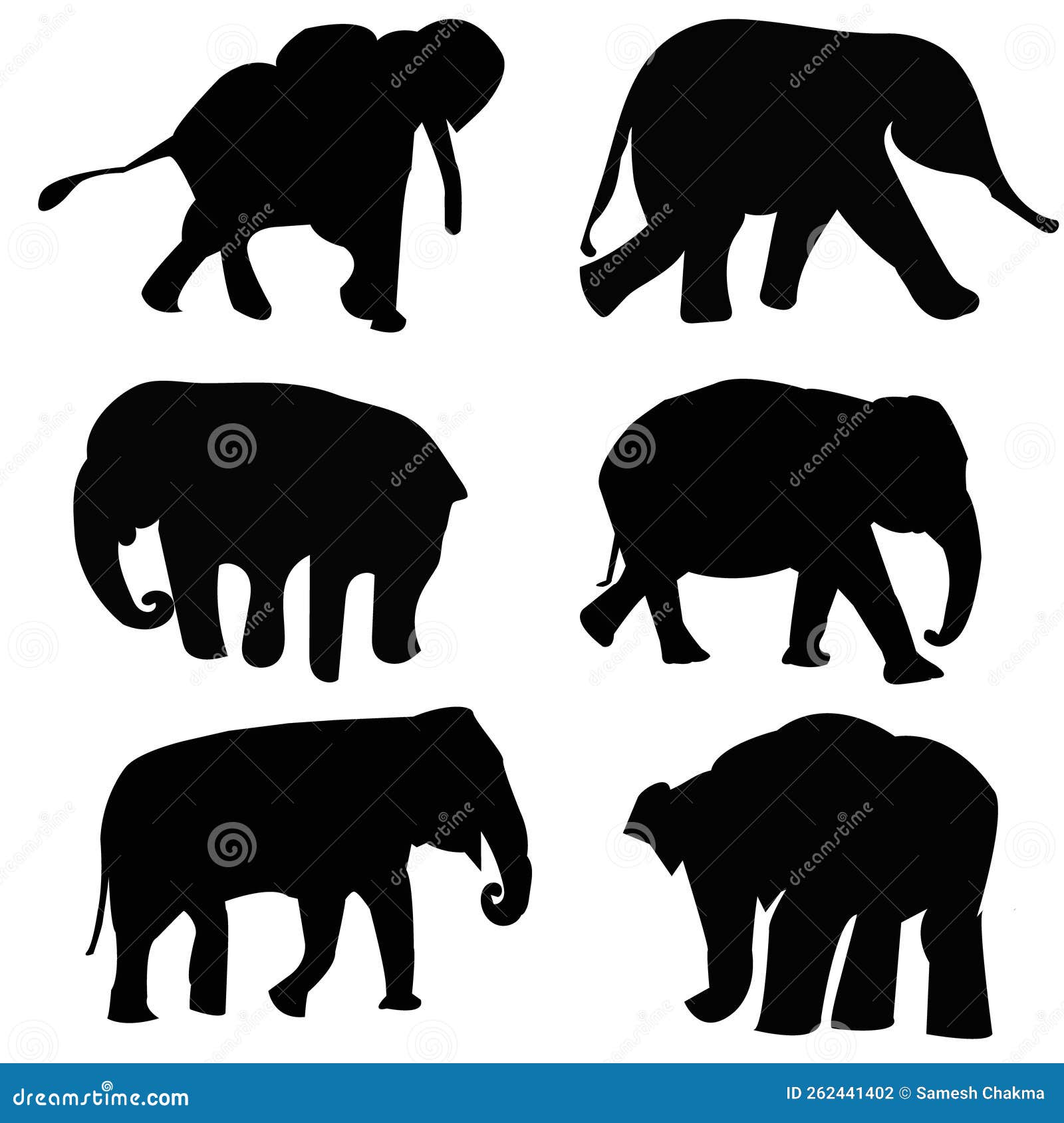 African Elephant Silhouette Vector Art Design. Stock Vector ...