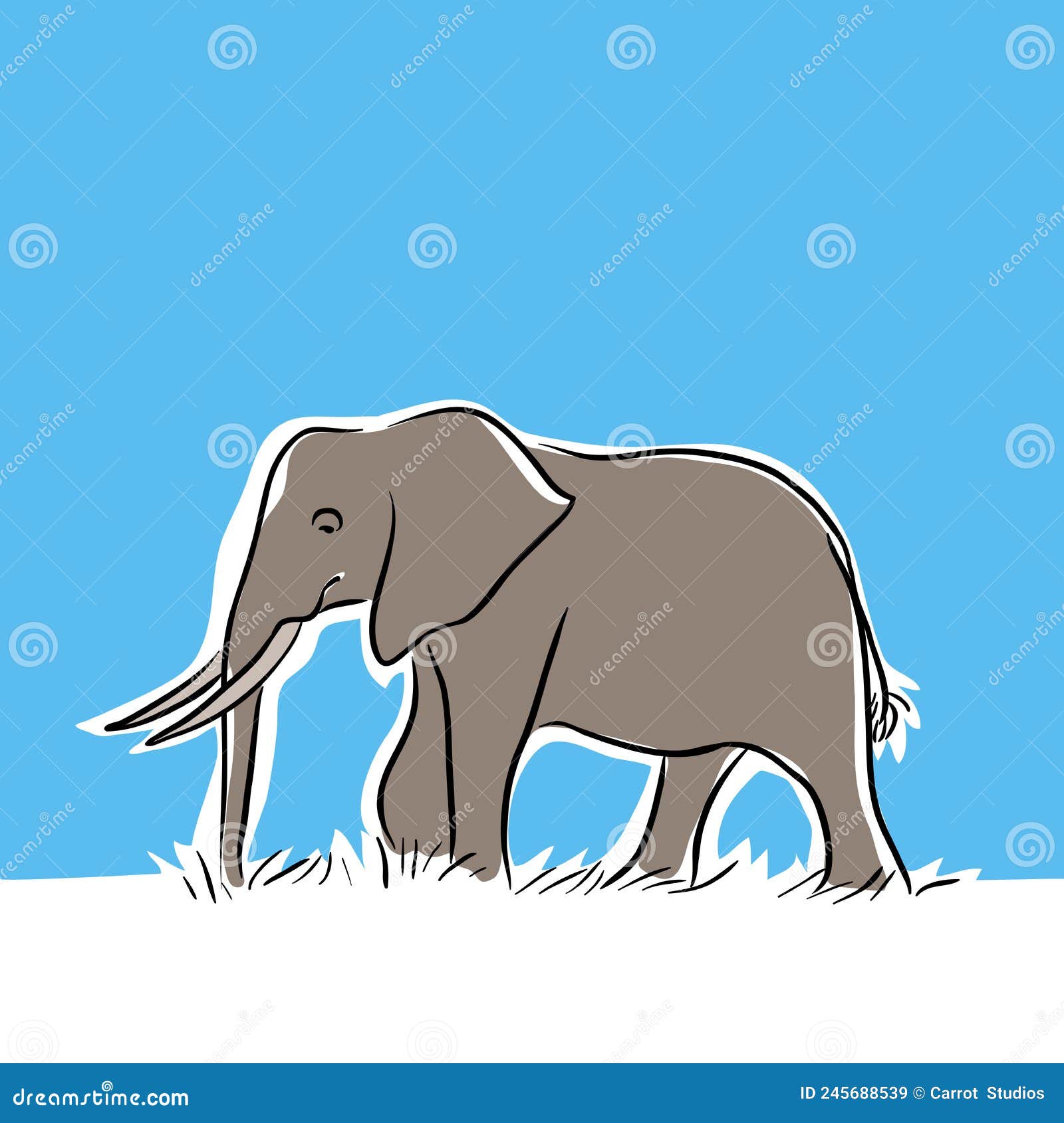 African Elephant Vector Illustration Stock Illustration - Illustration ...
